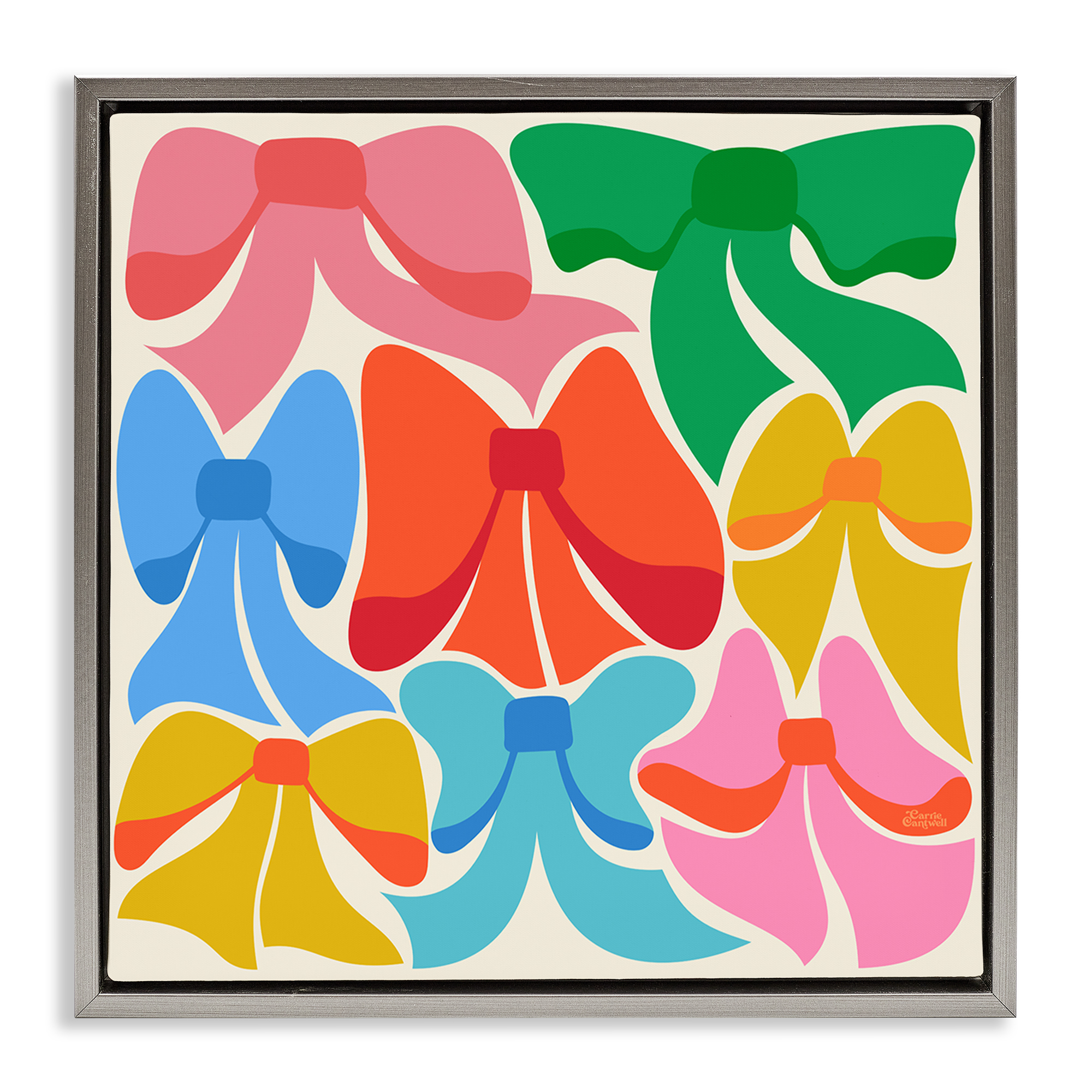 Stupell Industries Rainbow Bows Ribbon Shapes Fashion Painting Gray ...