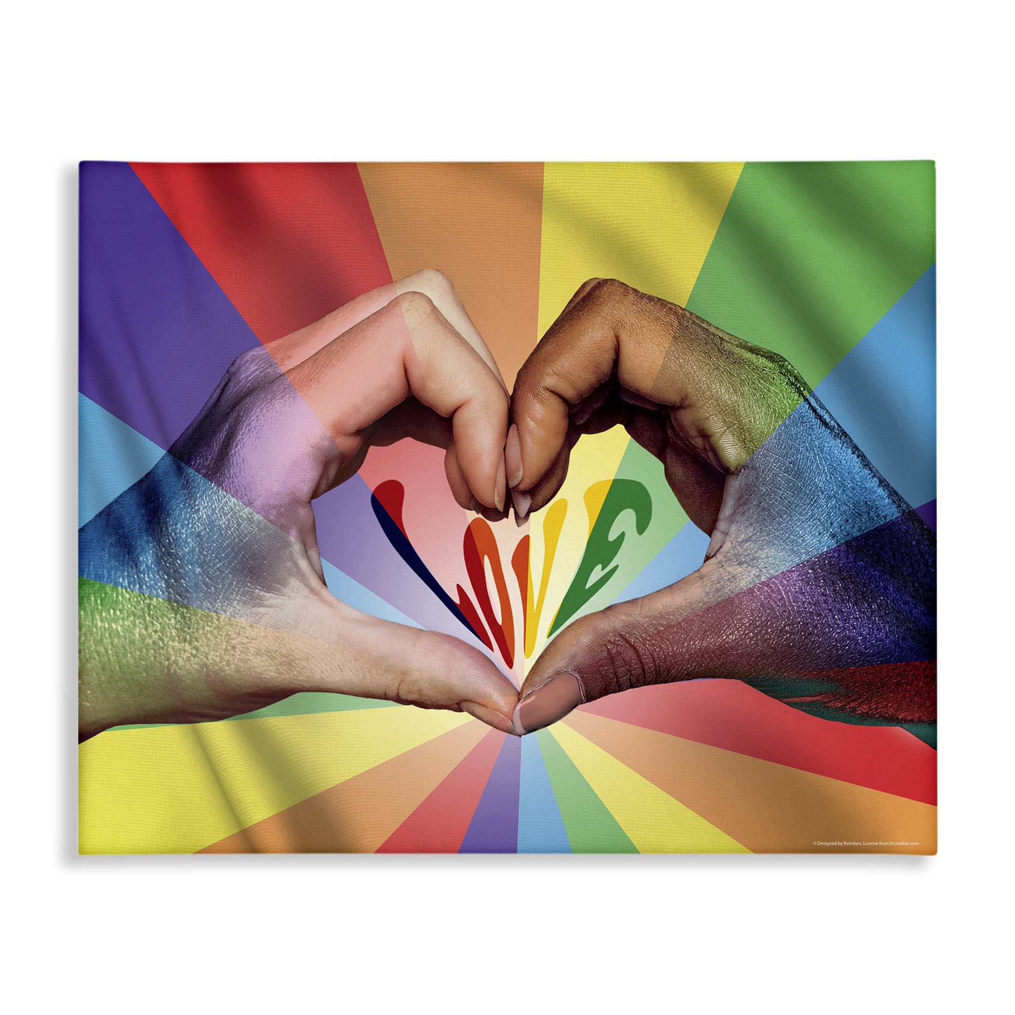 Stupell Industries Rainbow Love Hands Symbol People Painting Wrapped ...