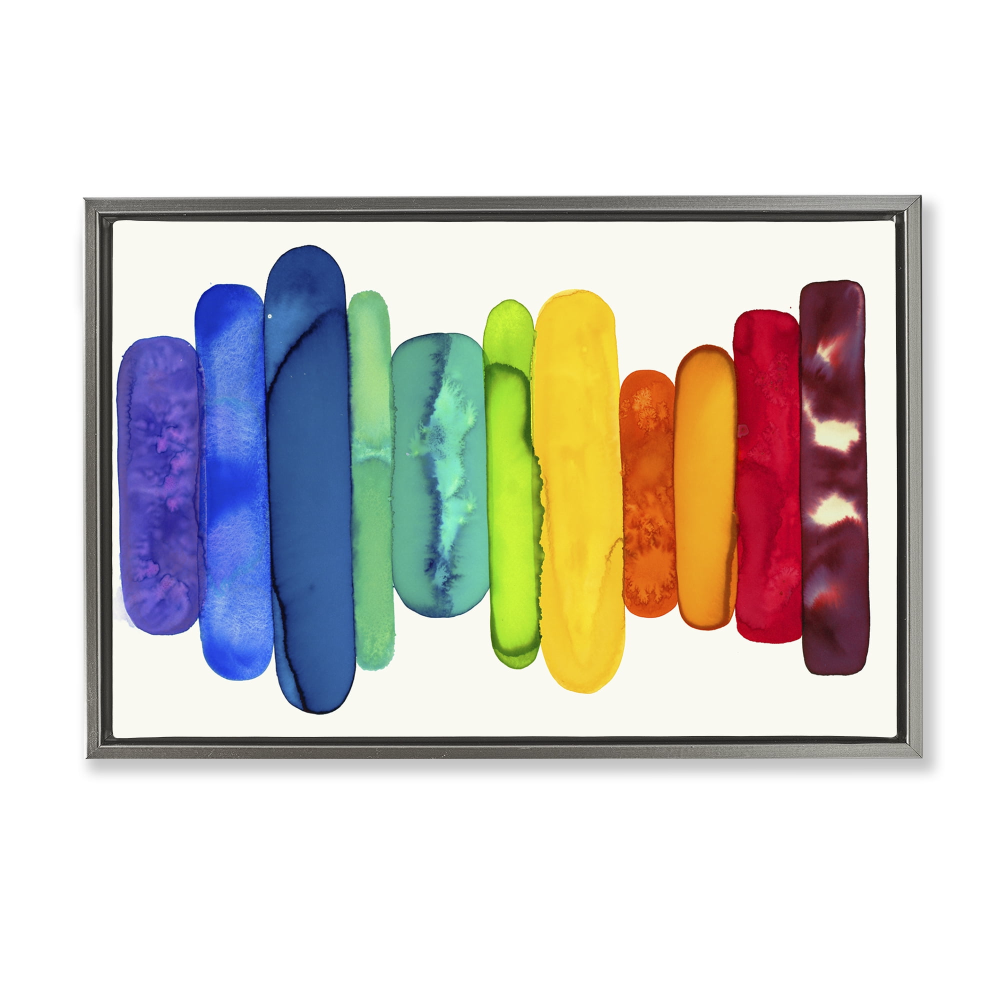 Stupell Industries Rainbow Ombre Shapes Abstract Painting Gray Floater ...