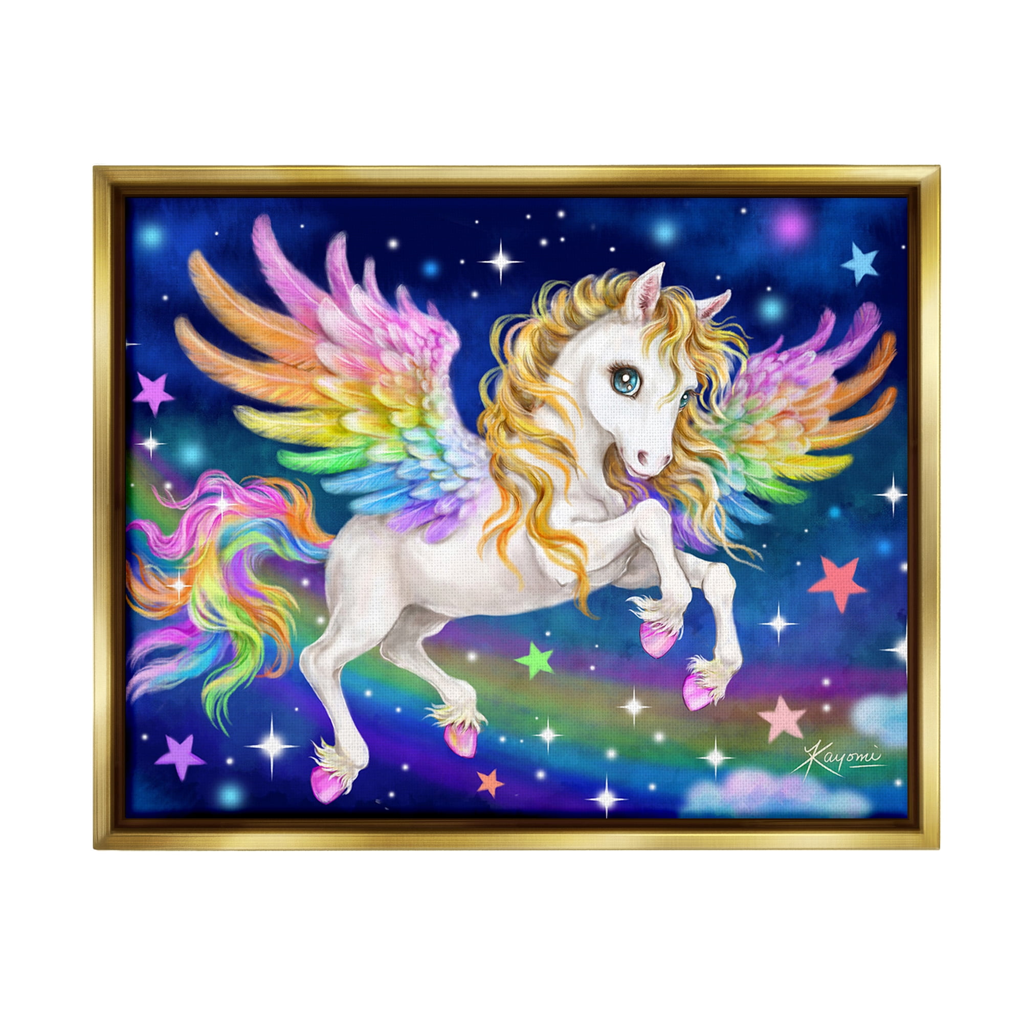 Stupell Industries Rainbow Unicorn in Space Fairy Tales & Fantasy ...
