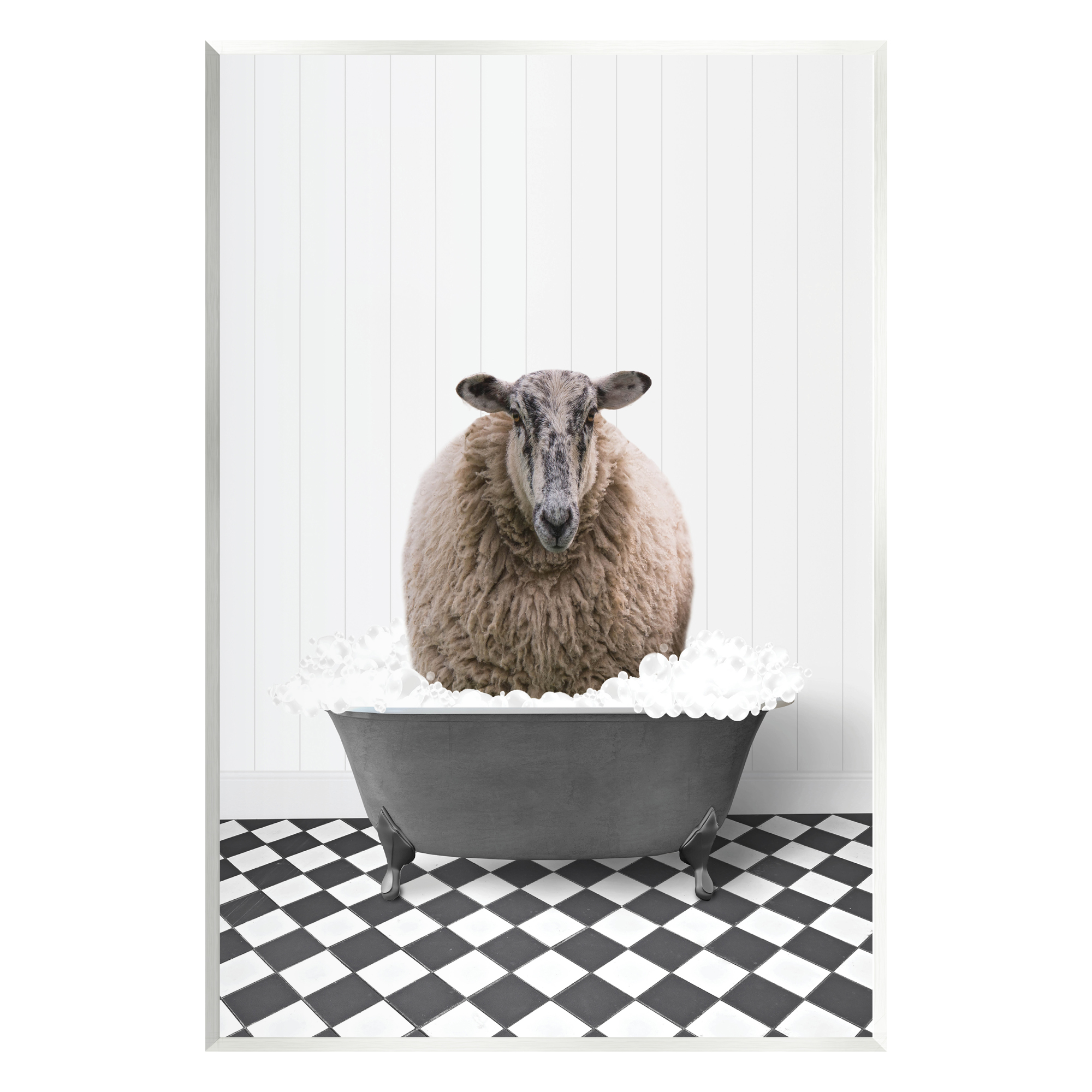 Stupell Industries Ram in Bathroom Tub Animals & Insects Painting ...