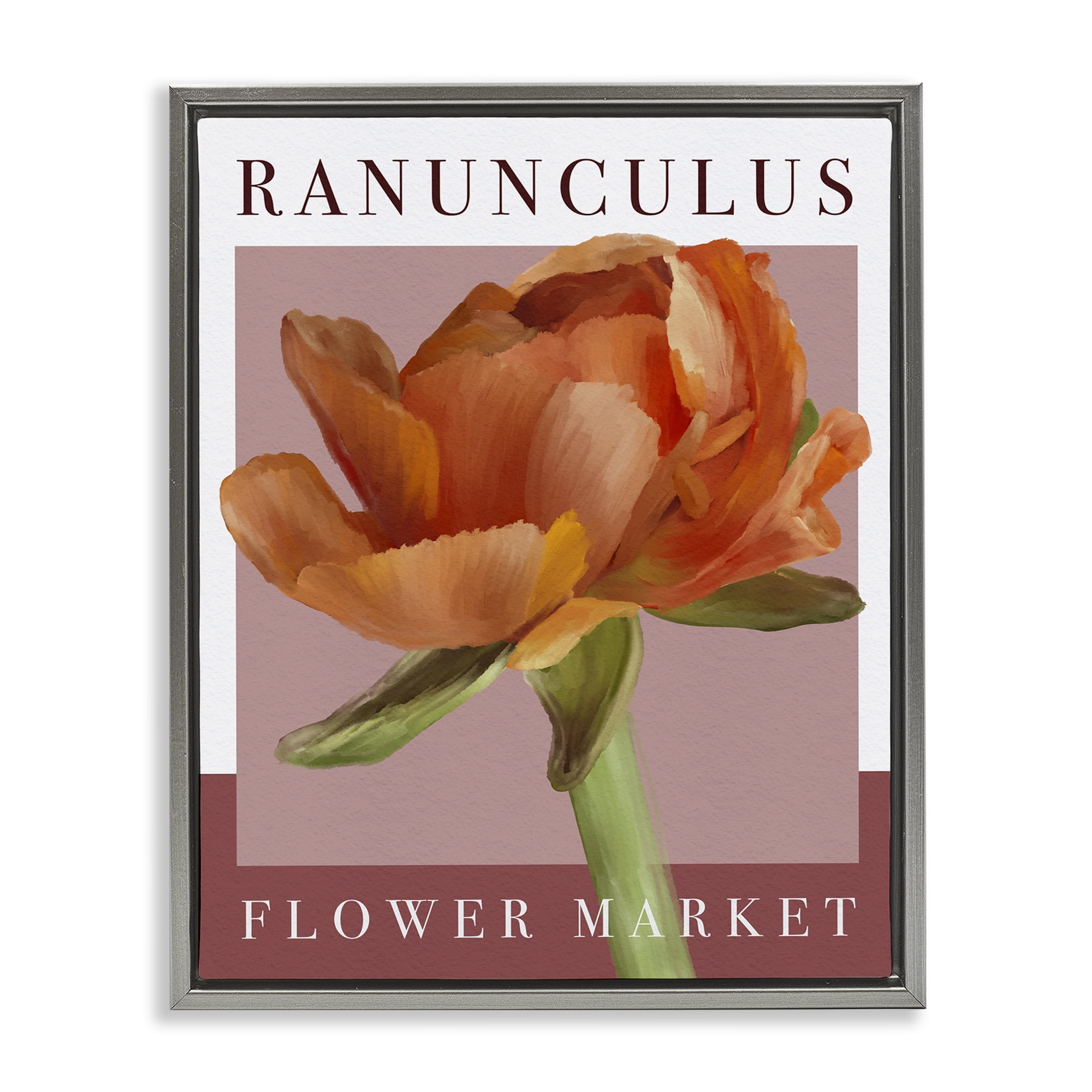 Stupell Industries Ranunculus Flower Market Gray Framed Floater Canvas ...