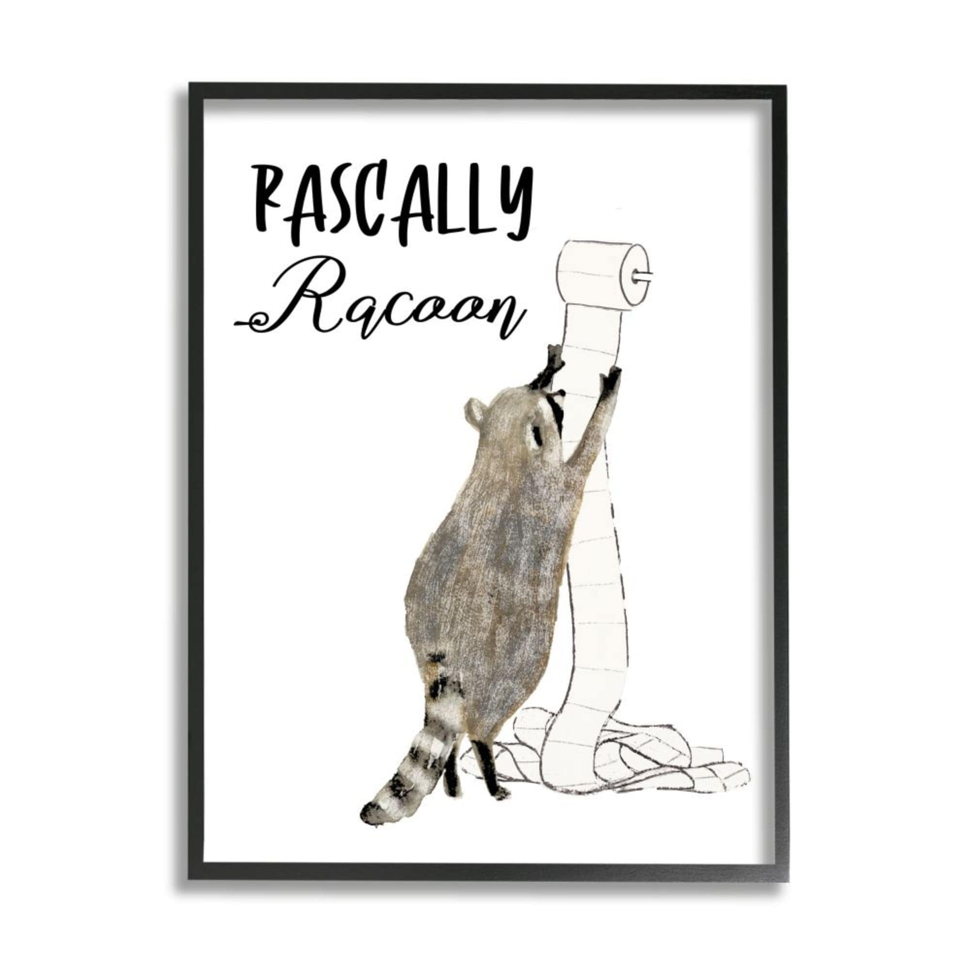 Stupell Industries Rascally Racoon Text with Toilet Paper Roll Design ...