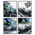 Stupell Industries Ready Set Racecars 4 Piece Black Framed Giclee Art ...