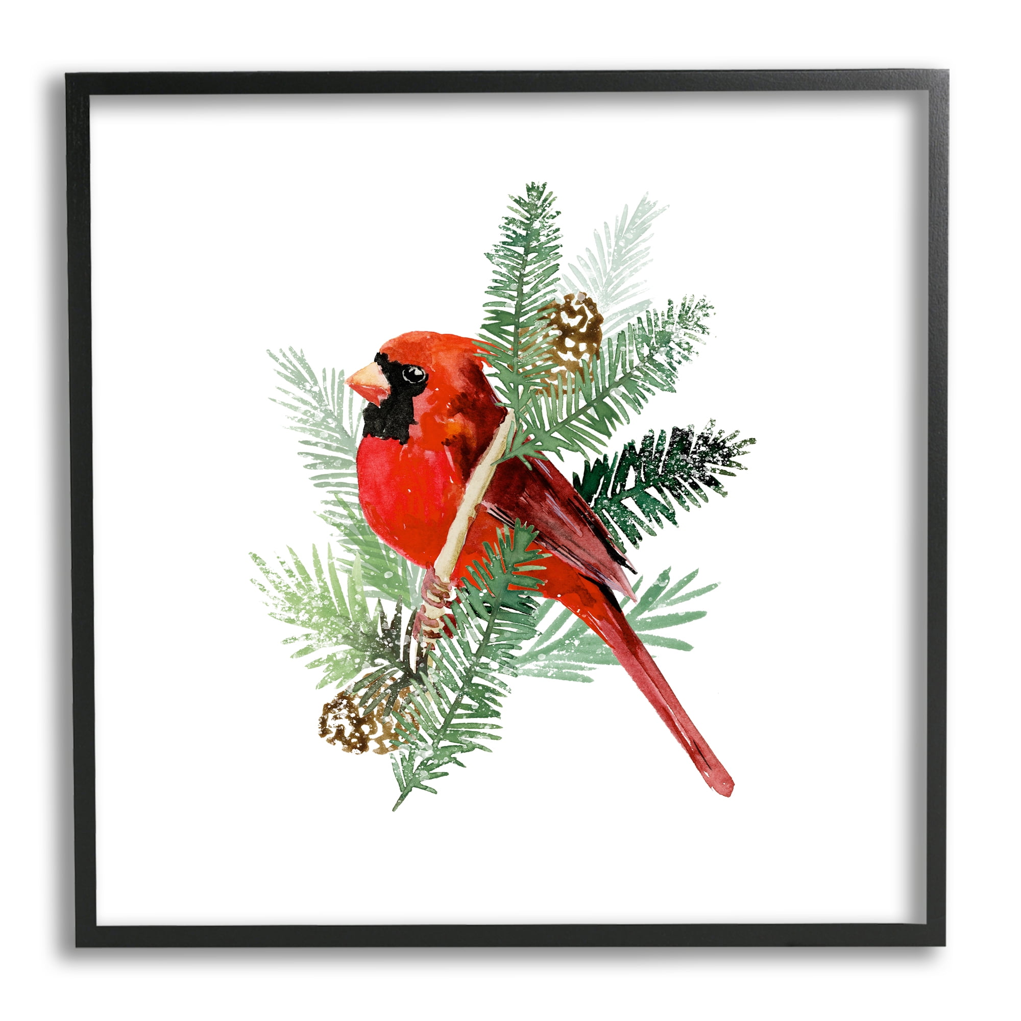 Stupell Industries Red Cardinal Pine Branch Bird Framed Art Print, 12 x ...