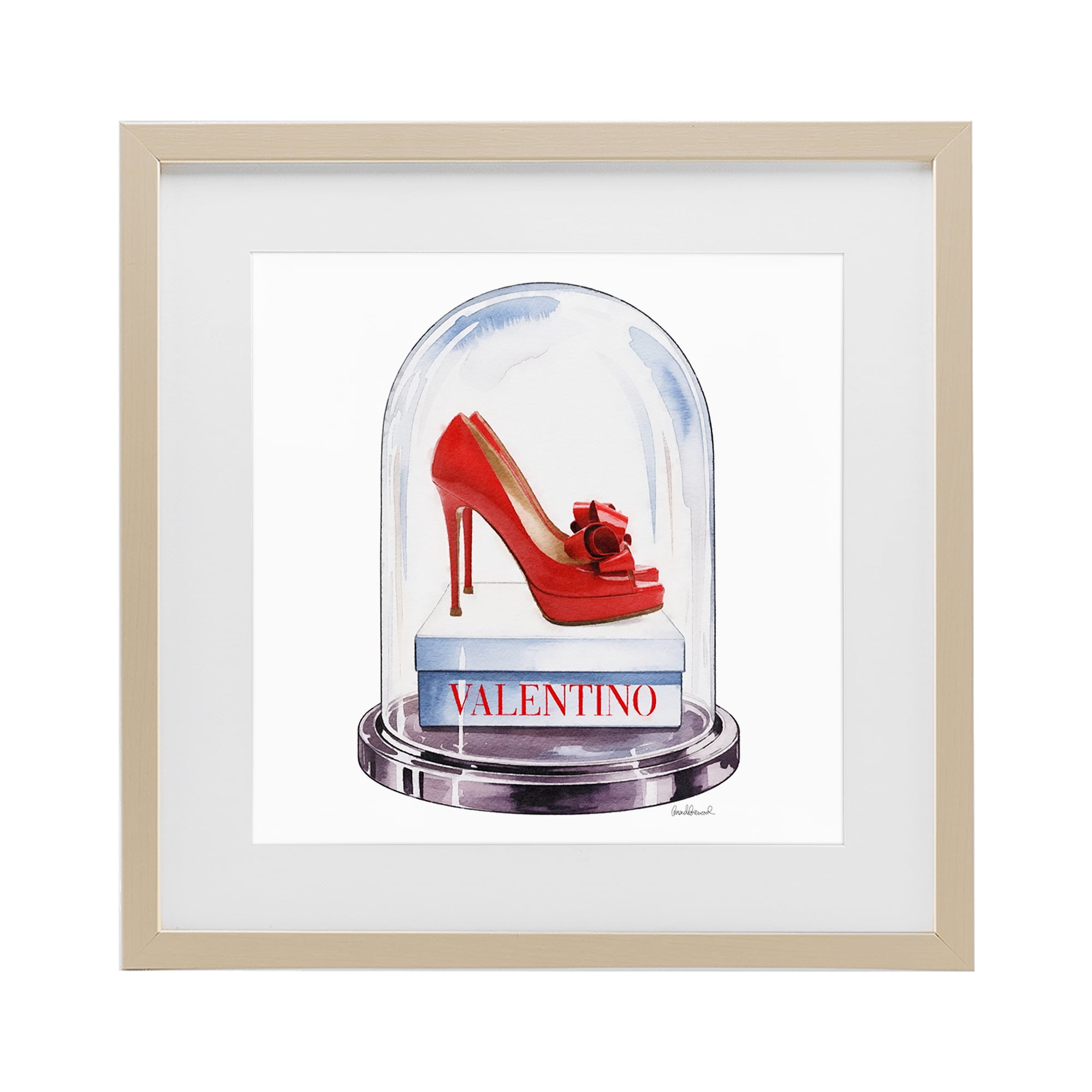 Stupell Industries Red Heels in Bell Jar Birch Framed Print Under Glass ...