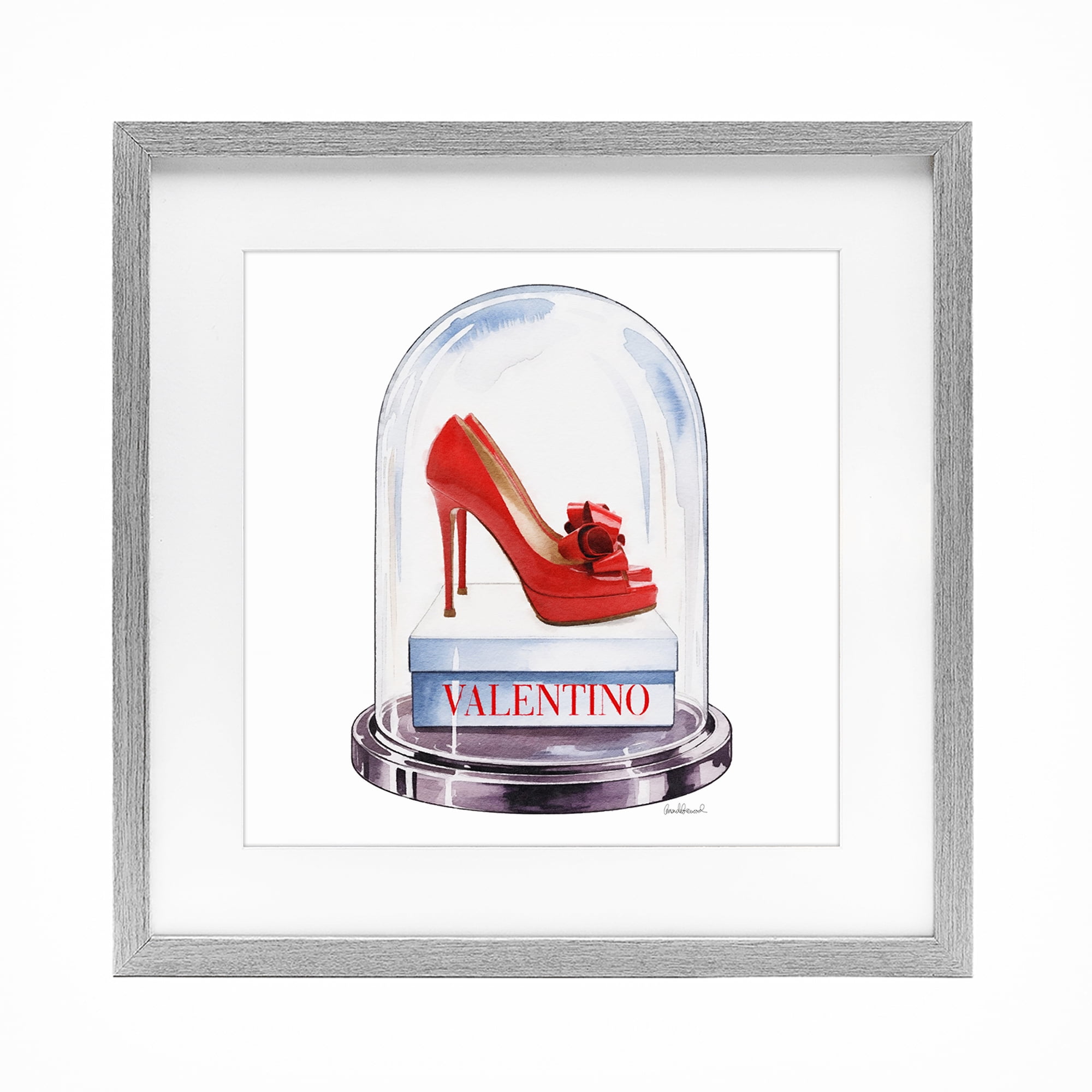 Stupell Industries Red Heels in Bell Jar Gray Framed Print Under Glass ...