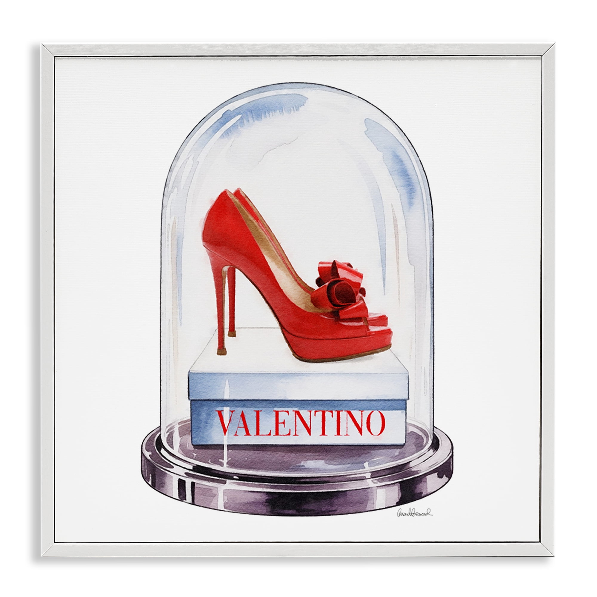 Stupell Industries Red Heels in Bell Jar White Framed Giclee Art ...