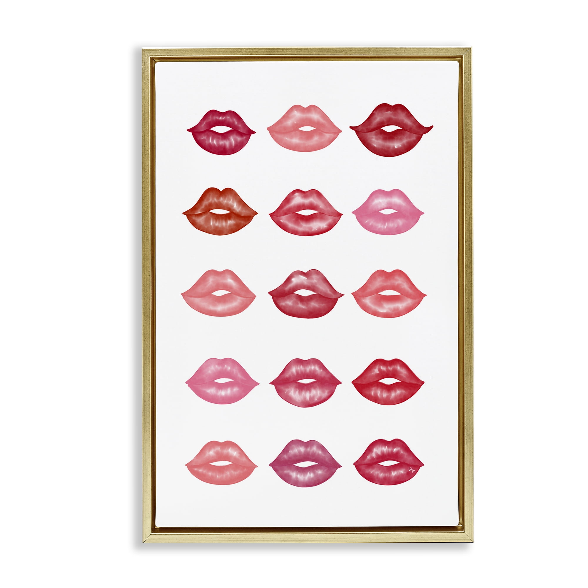 Stupell Industries Red & Pink Lips Beauty & Fashion Painting Gold ...
