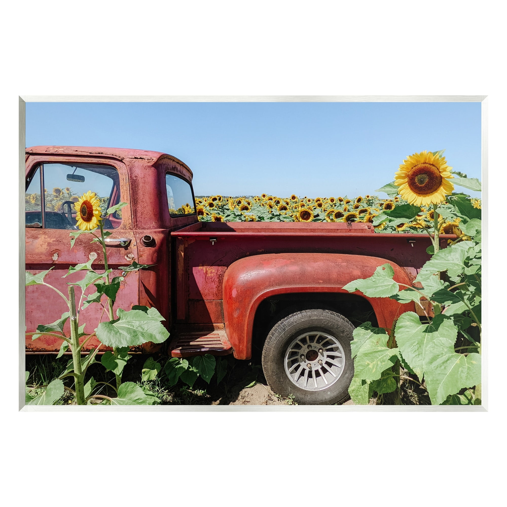 Stupell Industries Red Vintage Pickup Truck Amidst Sunflower Field ...