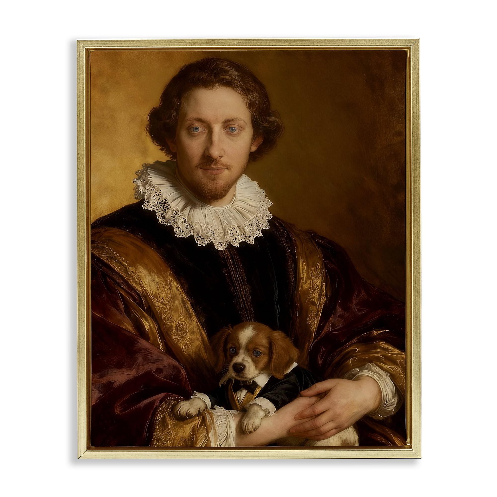 Stupell Industries Renaissance Noble with Loyal Companion Gold Framed ...