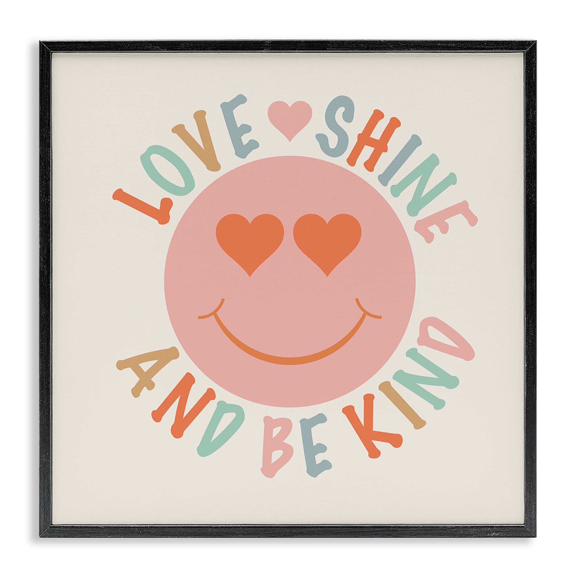 Stupell Industries Retro Be Kind Text & Numbers Painting Black Framed ...