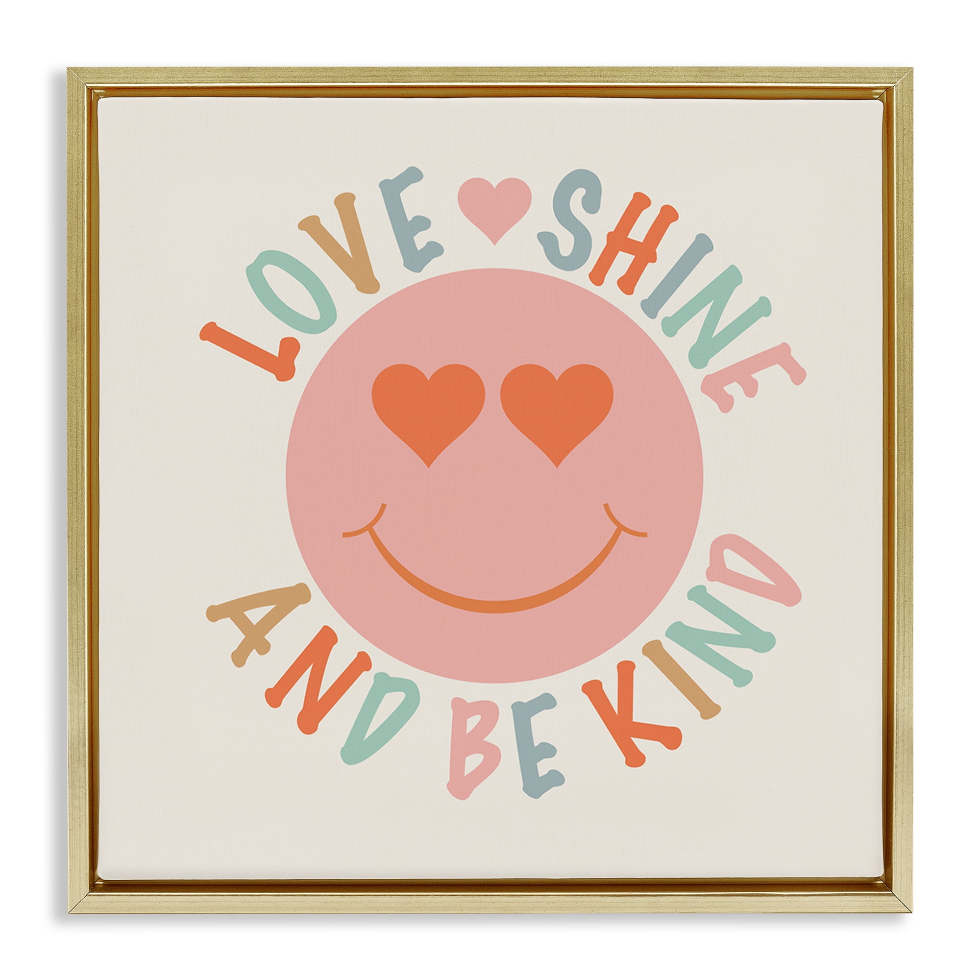 Stupell Industries Retro Be Kind Text & Numbers Painting Gold Floater ...