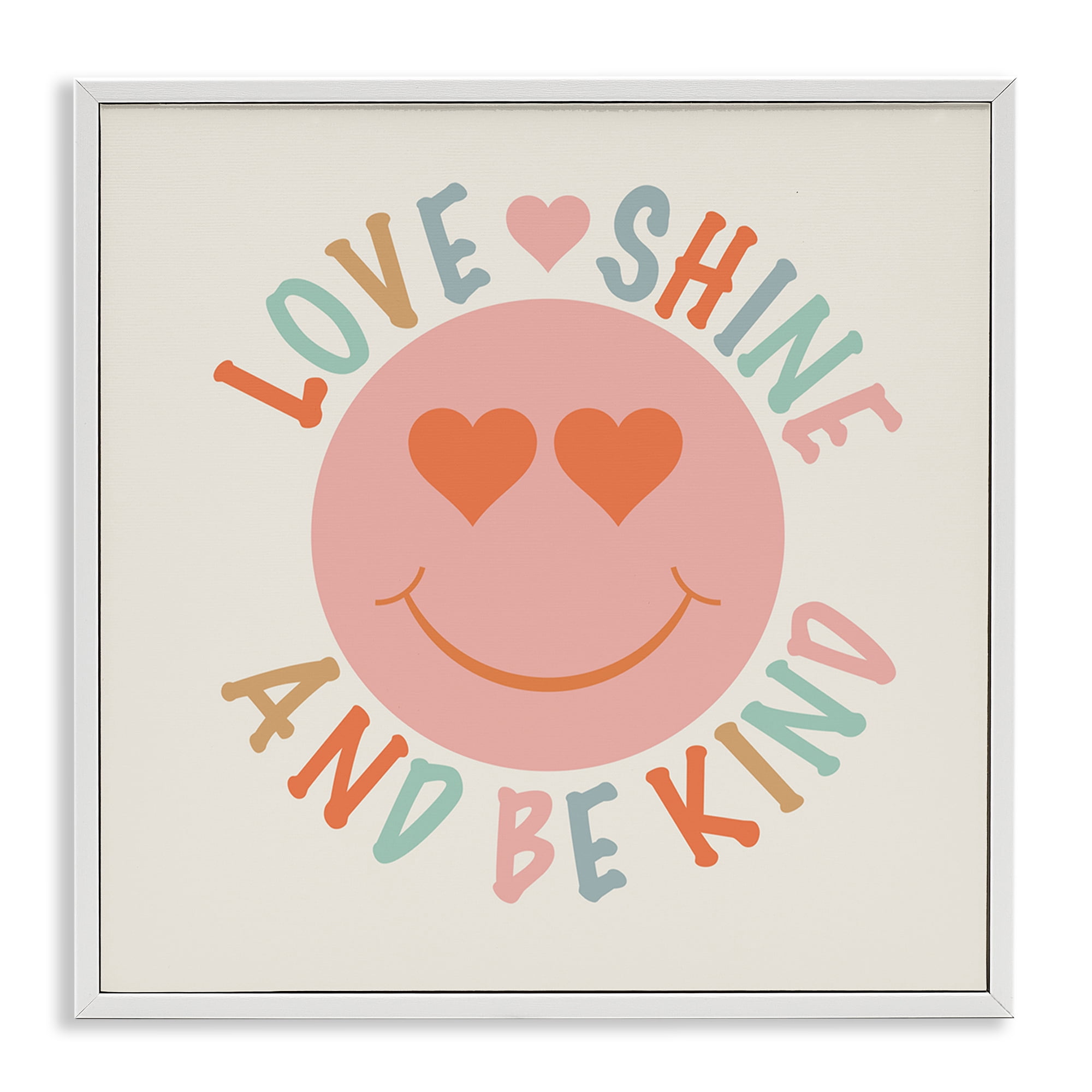 Stupell Industries Retro Be Kind Text & Numbers Painting White Framed ...