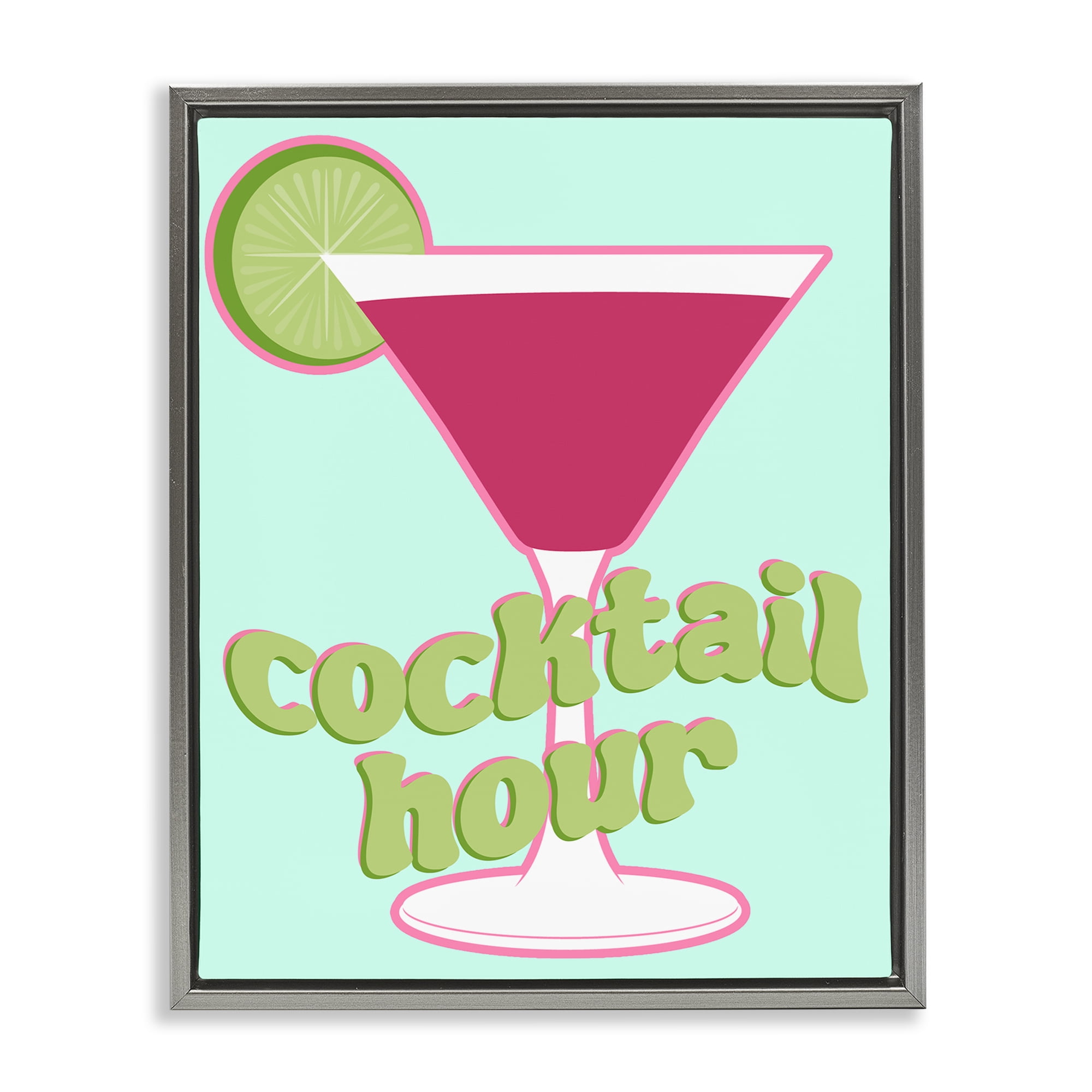 Stupell Industries Retro Cocktail Hour Food & Beverage Painting Gray ...