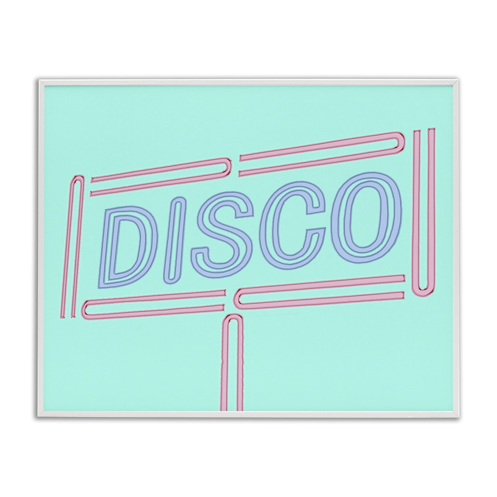 Stupell Industries Retro Disco Sign Typography Painting White Framed ...