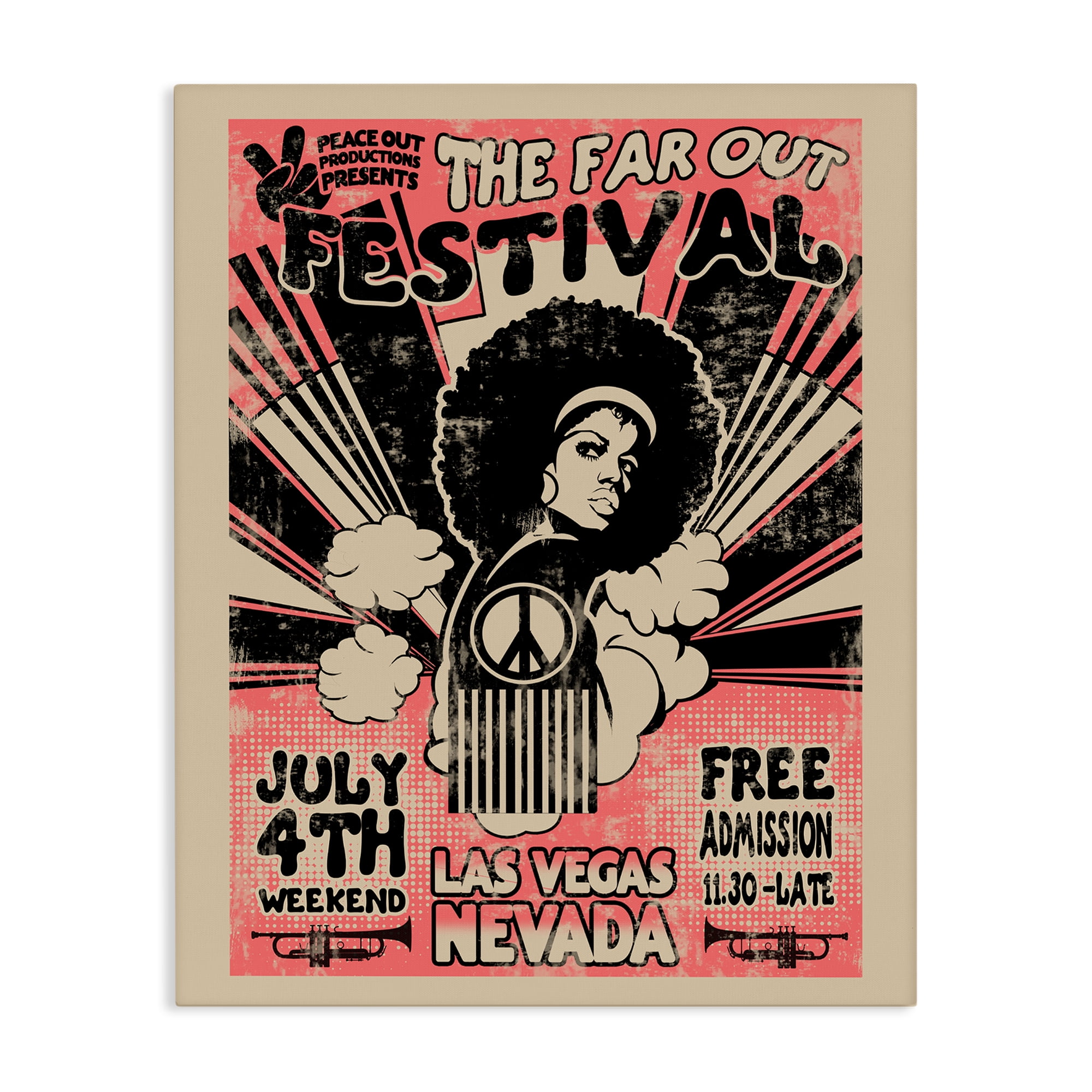 Stupell Industries Retro Far Out Festival Poster Canvas Wall Art ...