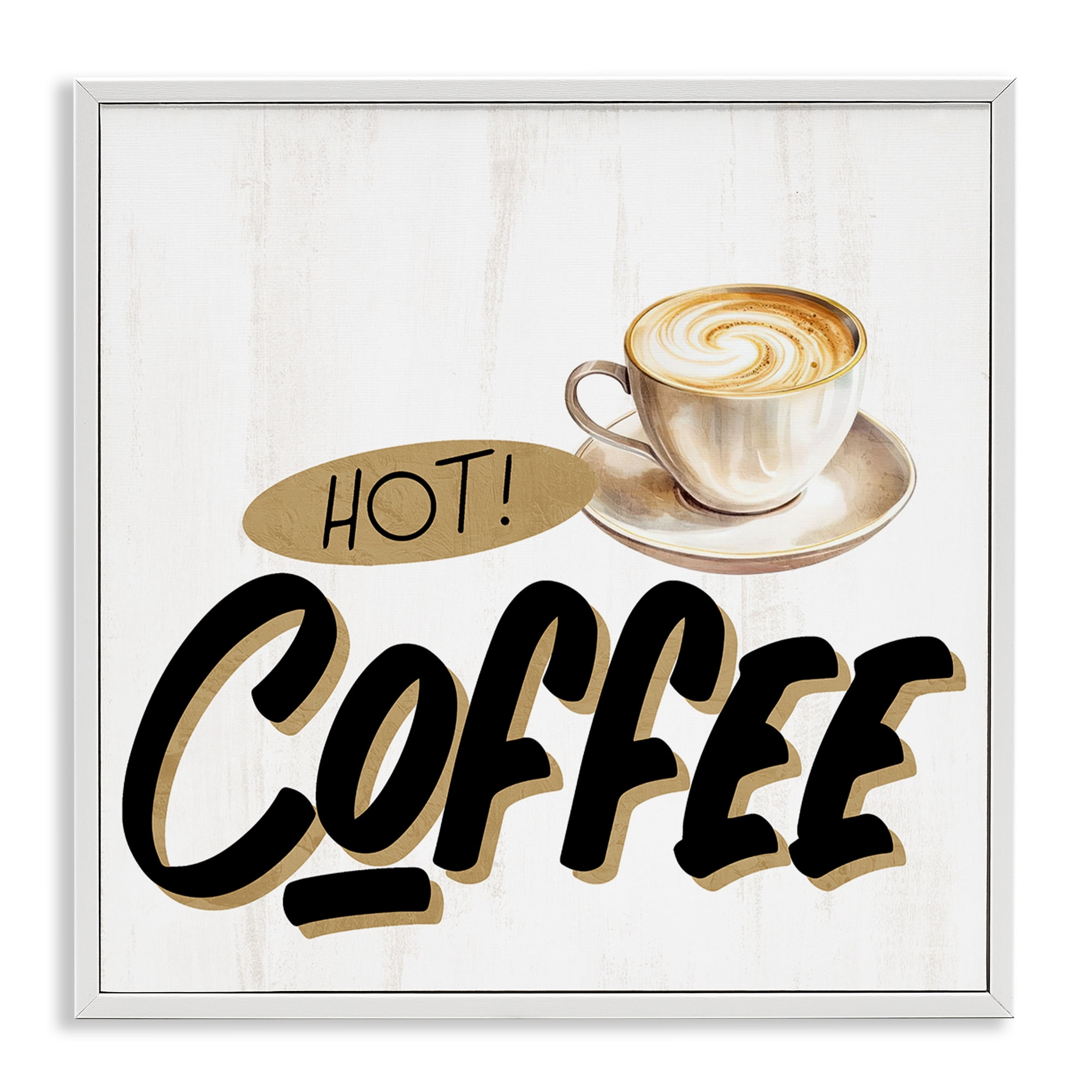 Stupell Industries Retro Fresh Hot Coffee White Framed Giclee Art ...