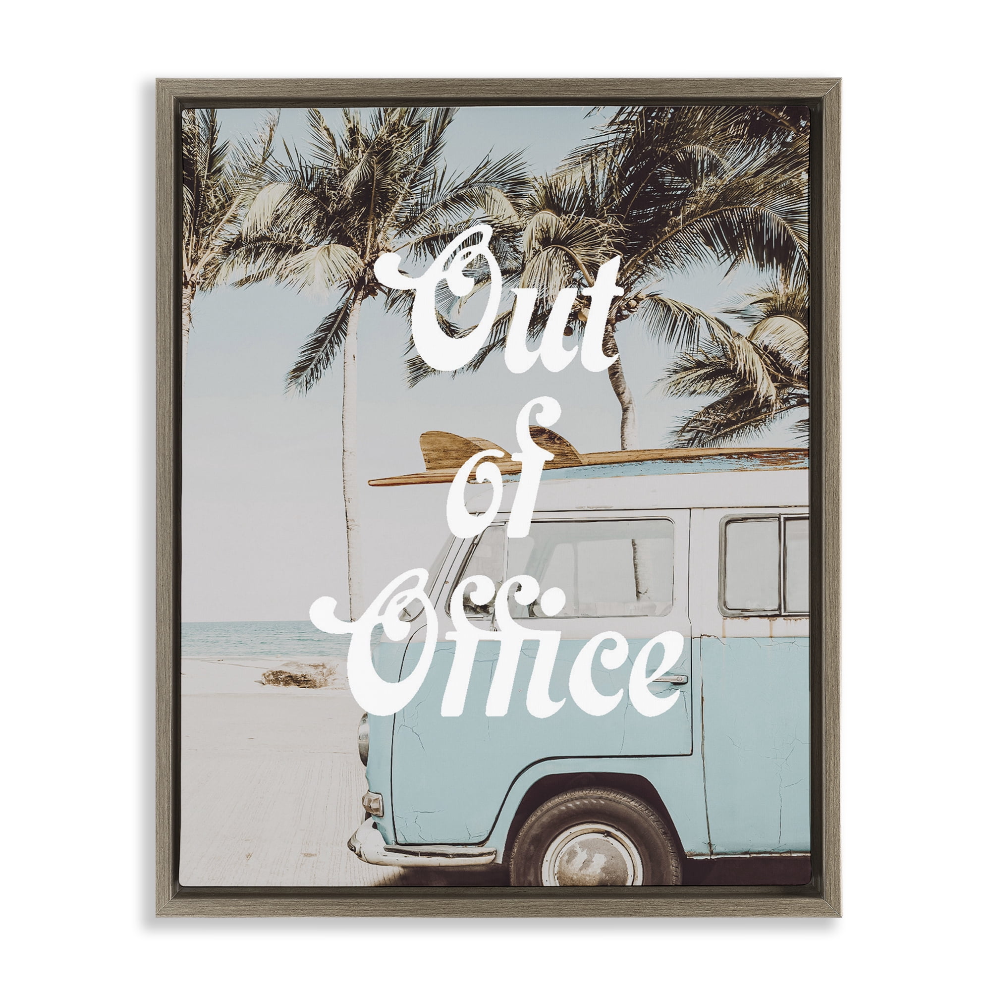 Stupell Industries Retro Out Of Office Beach Brown Framed Floater ...