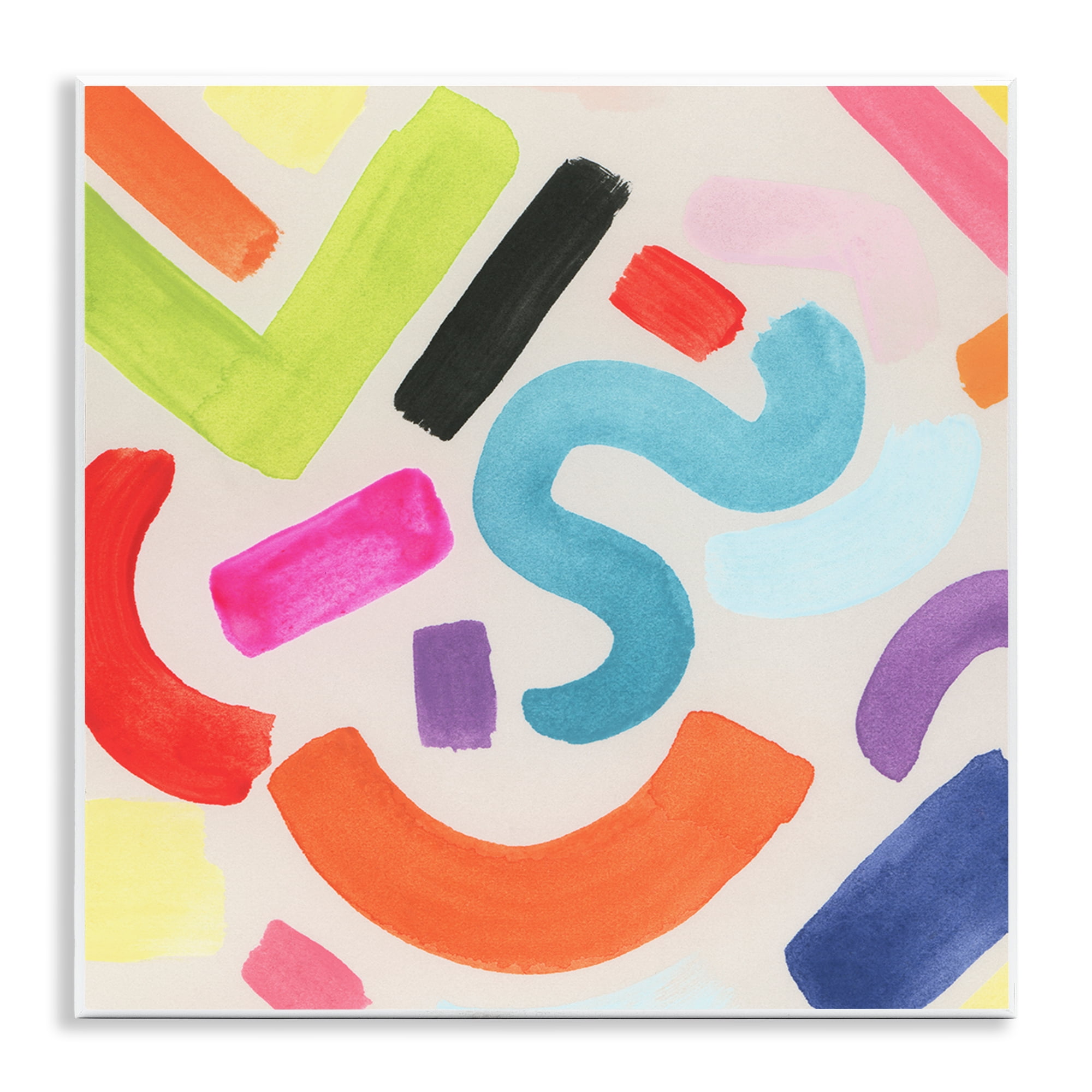 Stupell Industries Retro Squiggle Shapes Abstract Painting Unframed Art ...