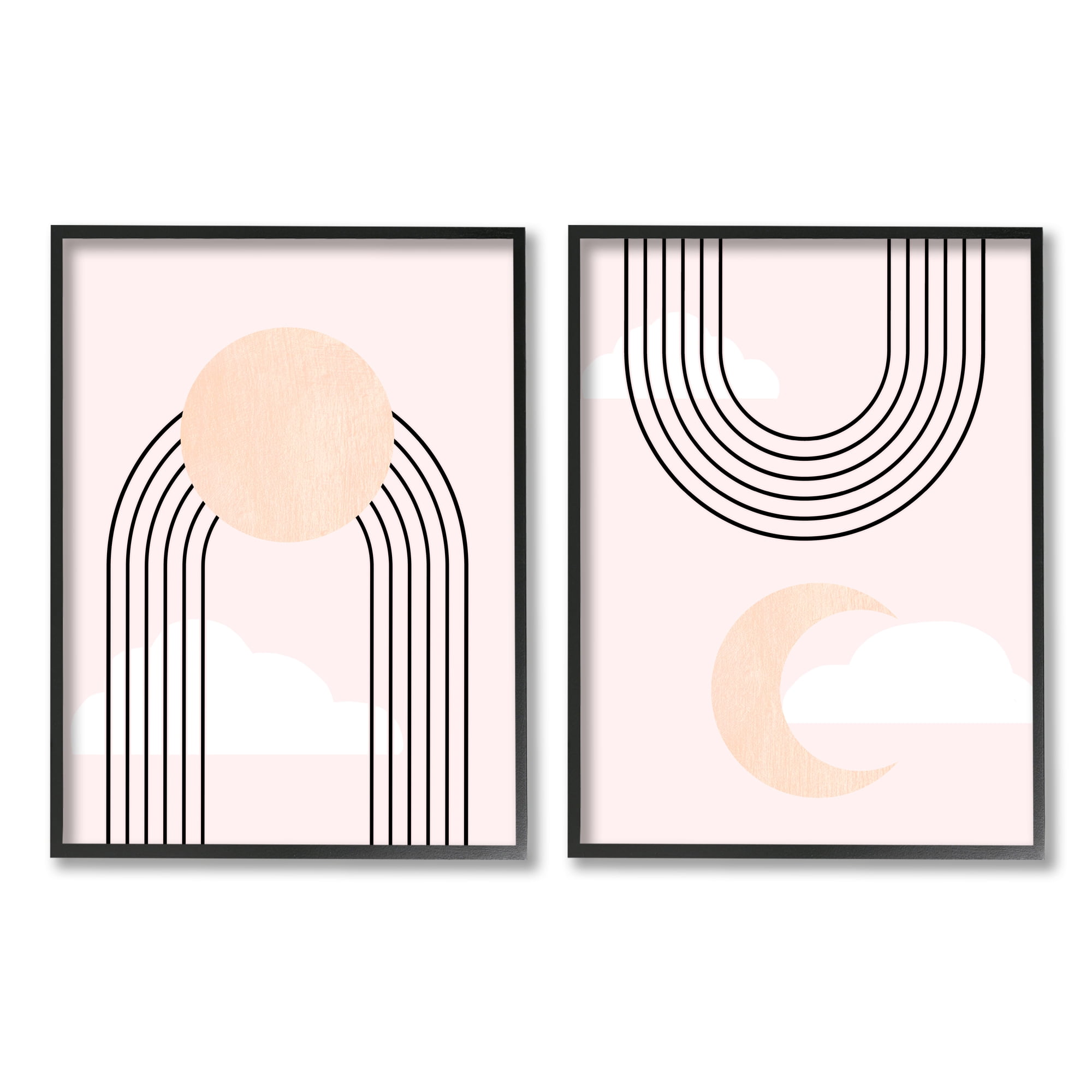 Stupell Industries Rising Sun Rainbow Crescent Moon Abstract Pink Sky ...