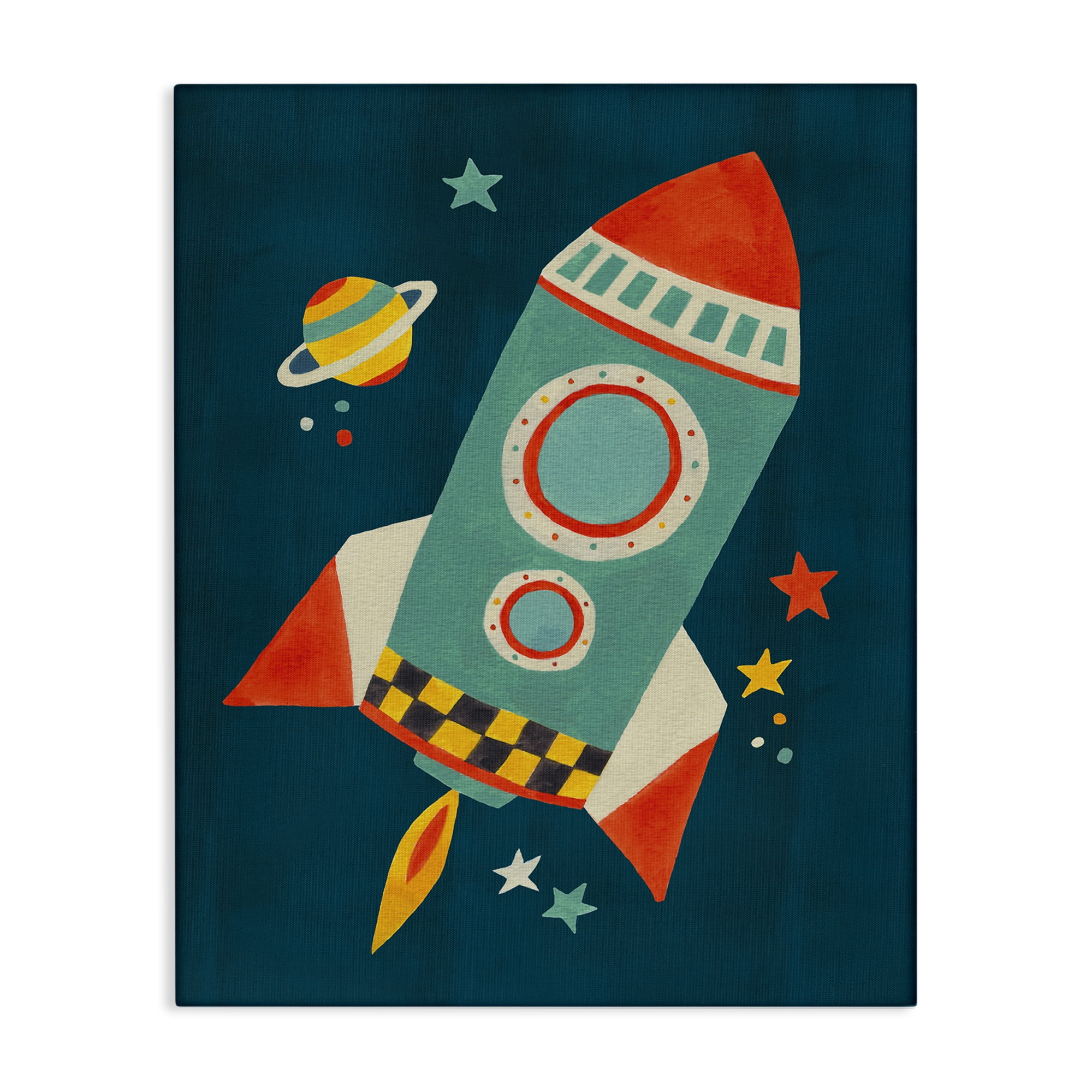 Stupell Industries Rocket Ship in Space Transportation Painting Wrapped ...