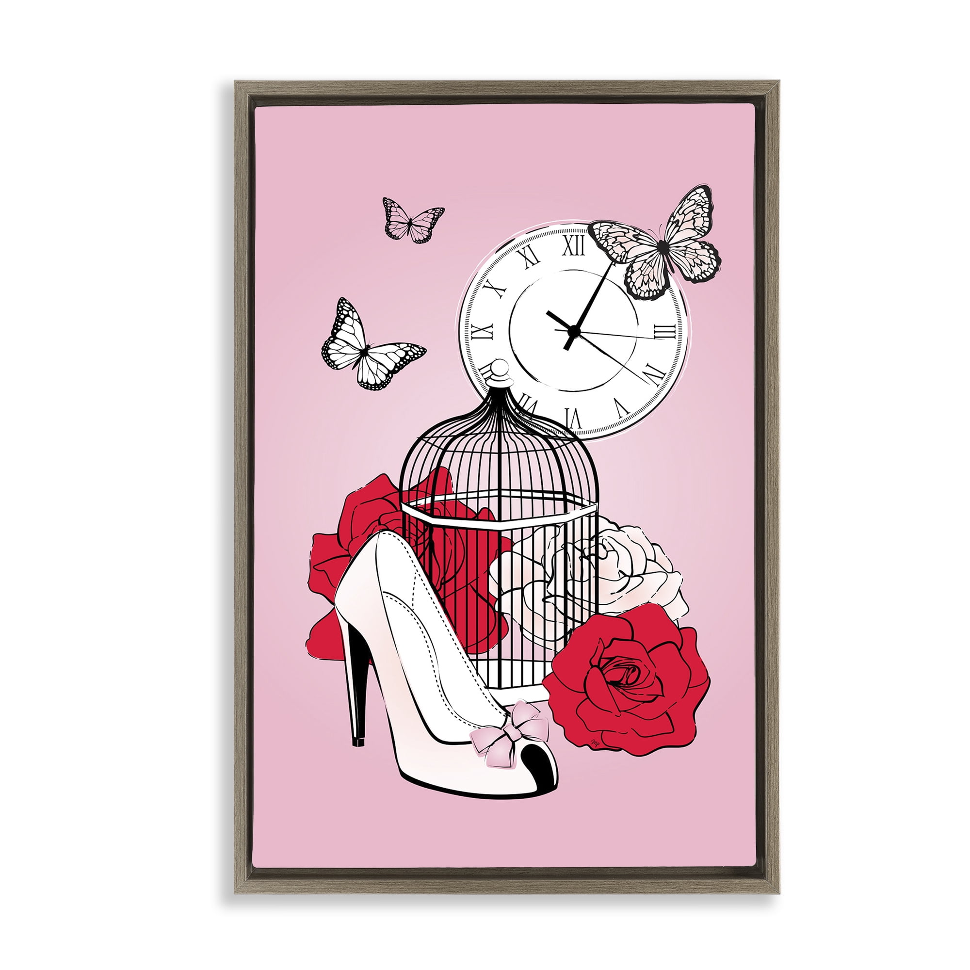 Stupell Industries Romantic Bird Cage Animals & Insects Painting Brown ...