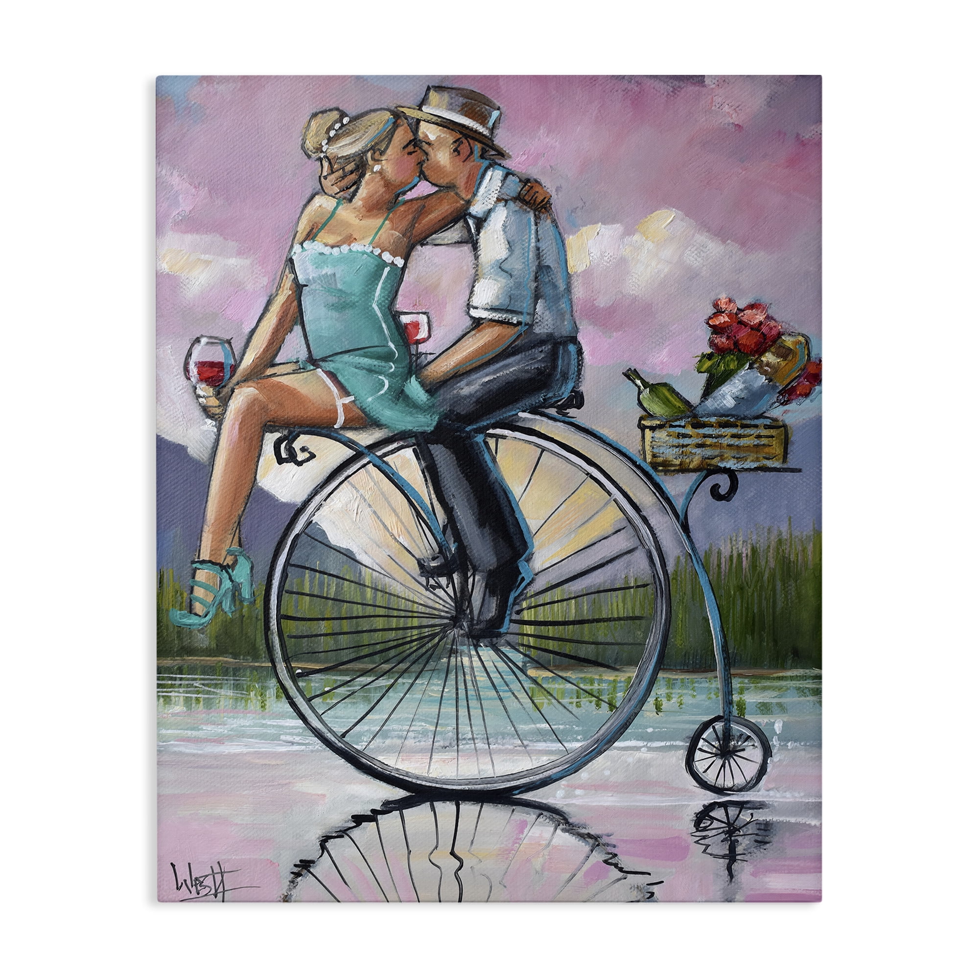 Stupell Industries Romantic Picnic on Bicycle Canvas Wall Art, design ...