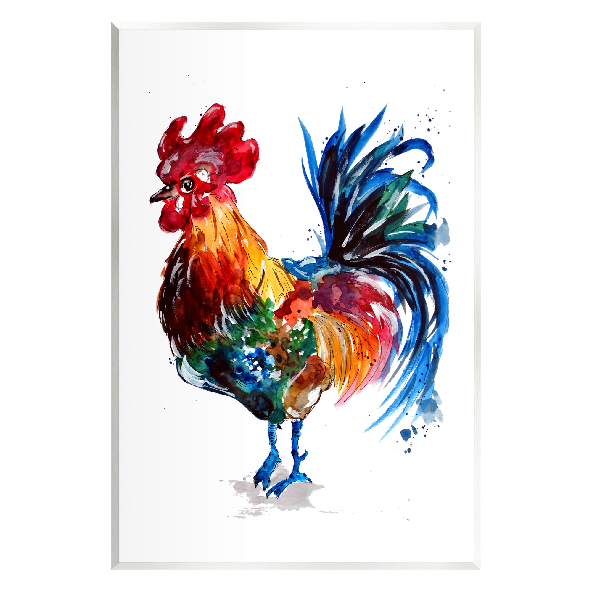 Stupell Industries Rooster Modern Splash Art Print 10x15 MDF Wood Farm Decor - Walmart.com