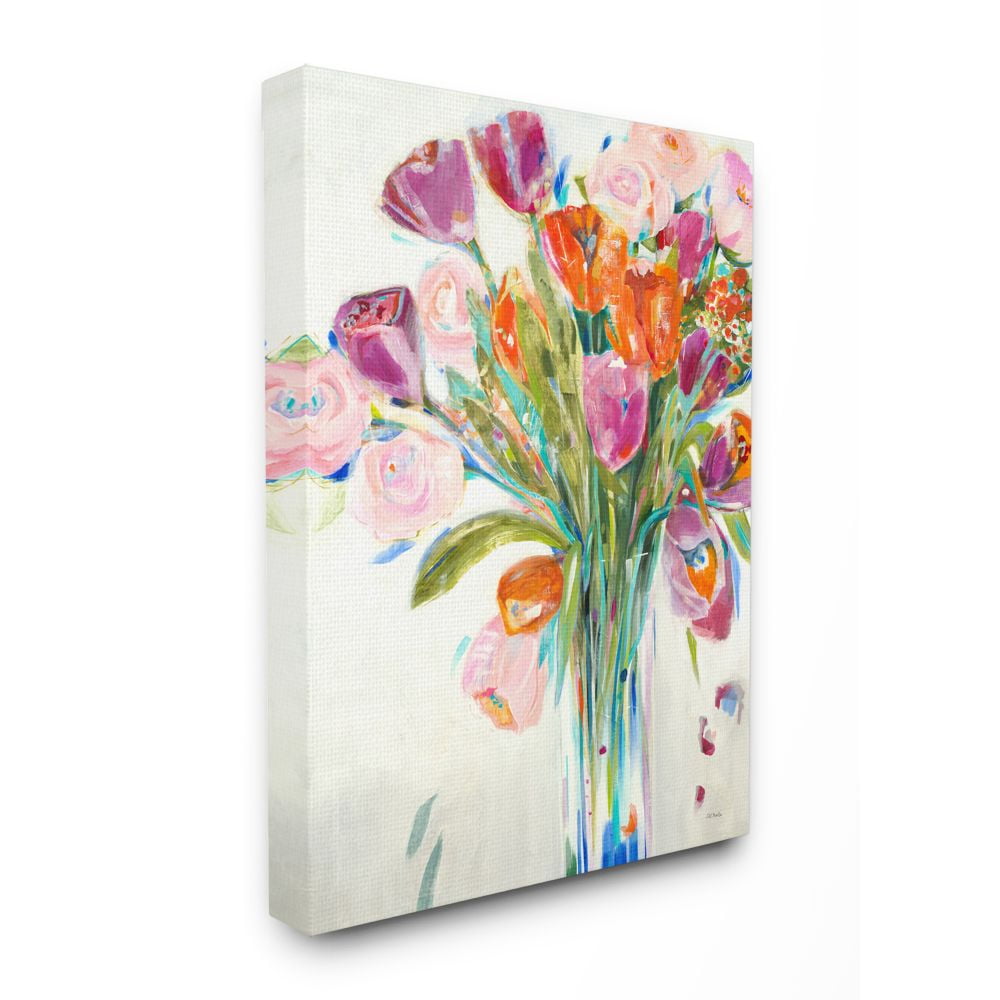 Free Shipping! Stupell Industries Rose and Tulip Bouquet Canvas Wall ...
