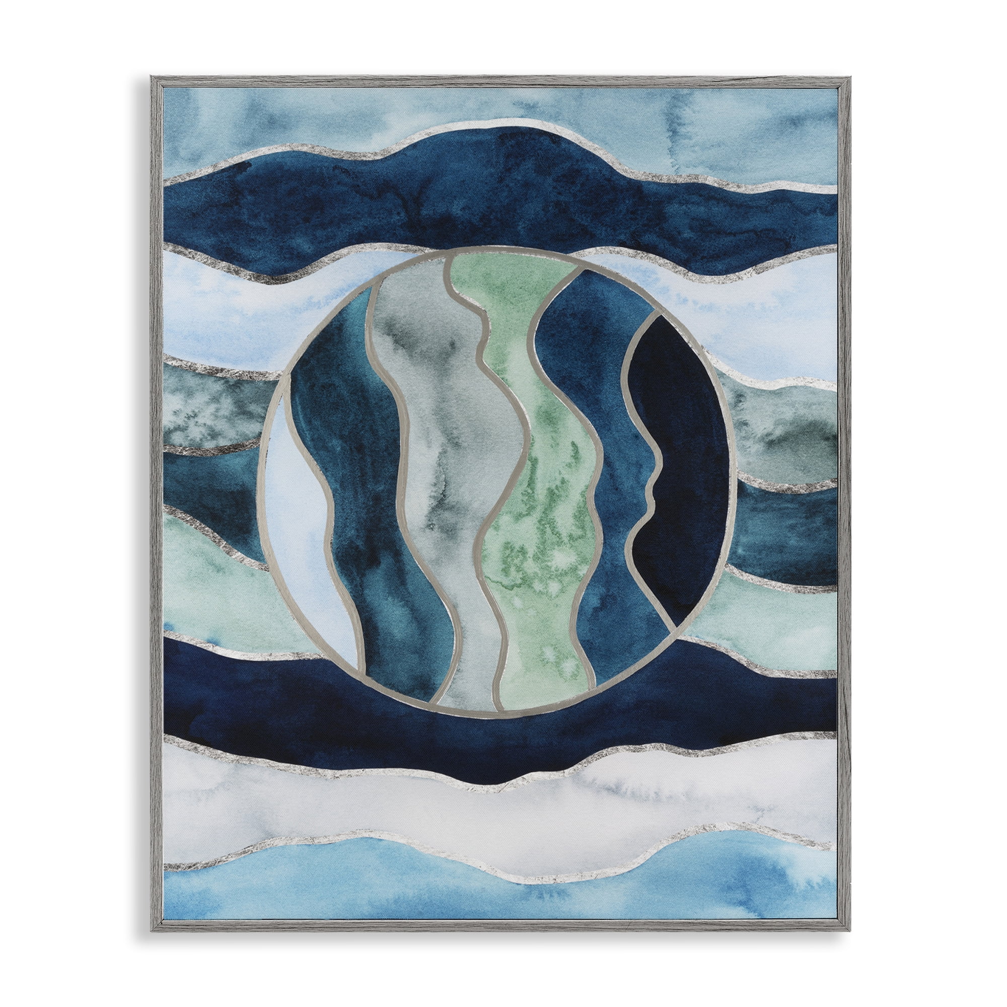 Stupell Industries Rotated Circle on Waves Abstract Painting Gray ...