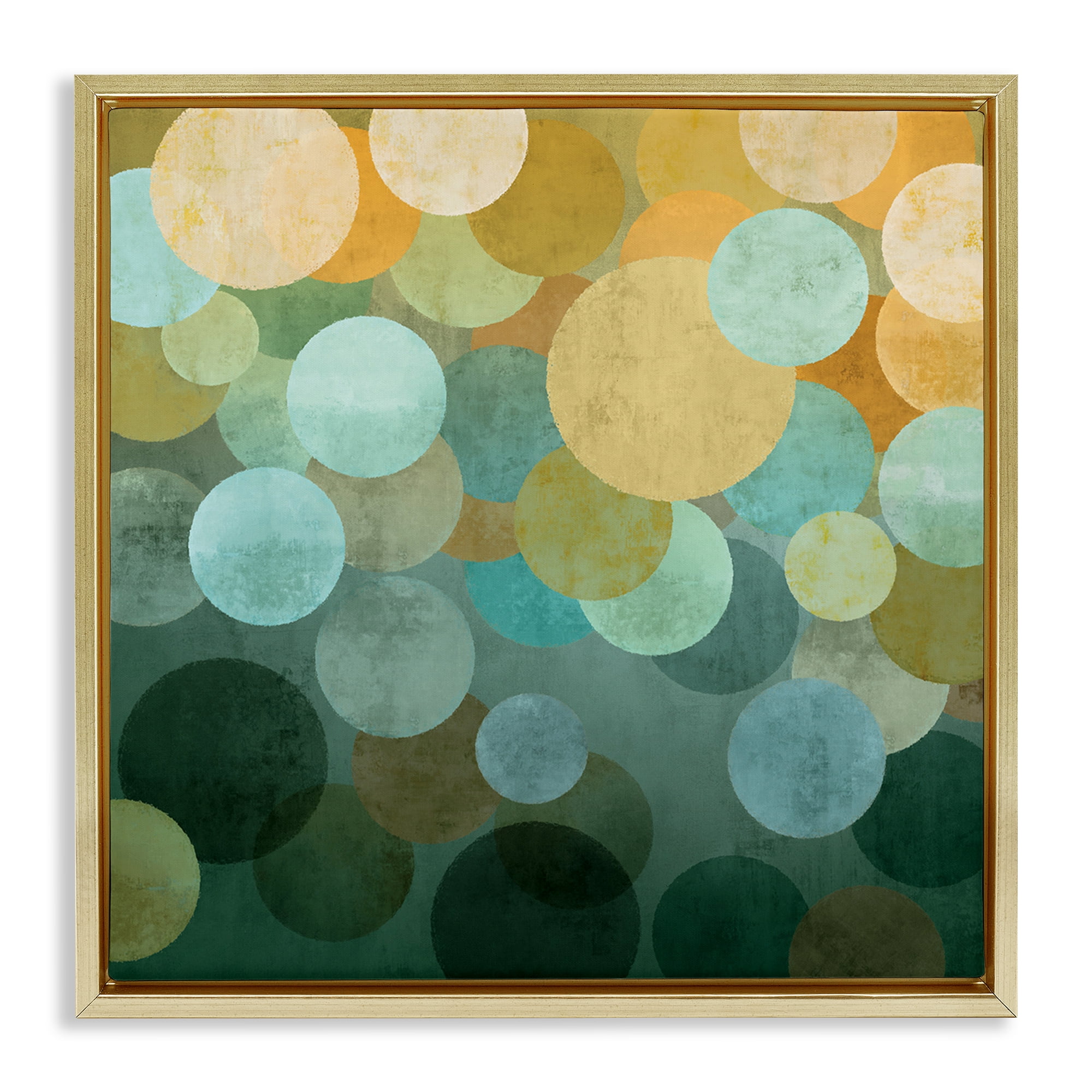 Stupell Industries Round Layered Circles Abstract Painting Gold Floater ...