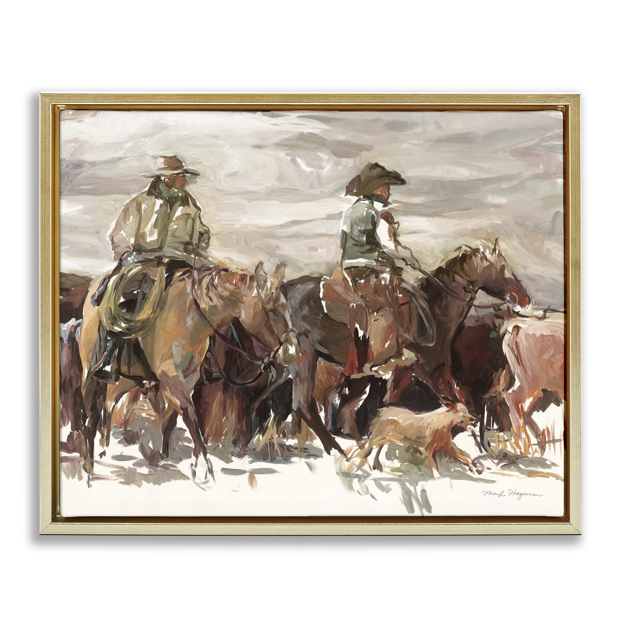 Stupell Industries Round Up Cowboys Animals & Insects Painting Gold ...