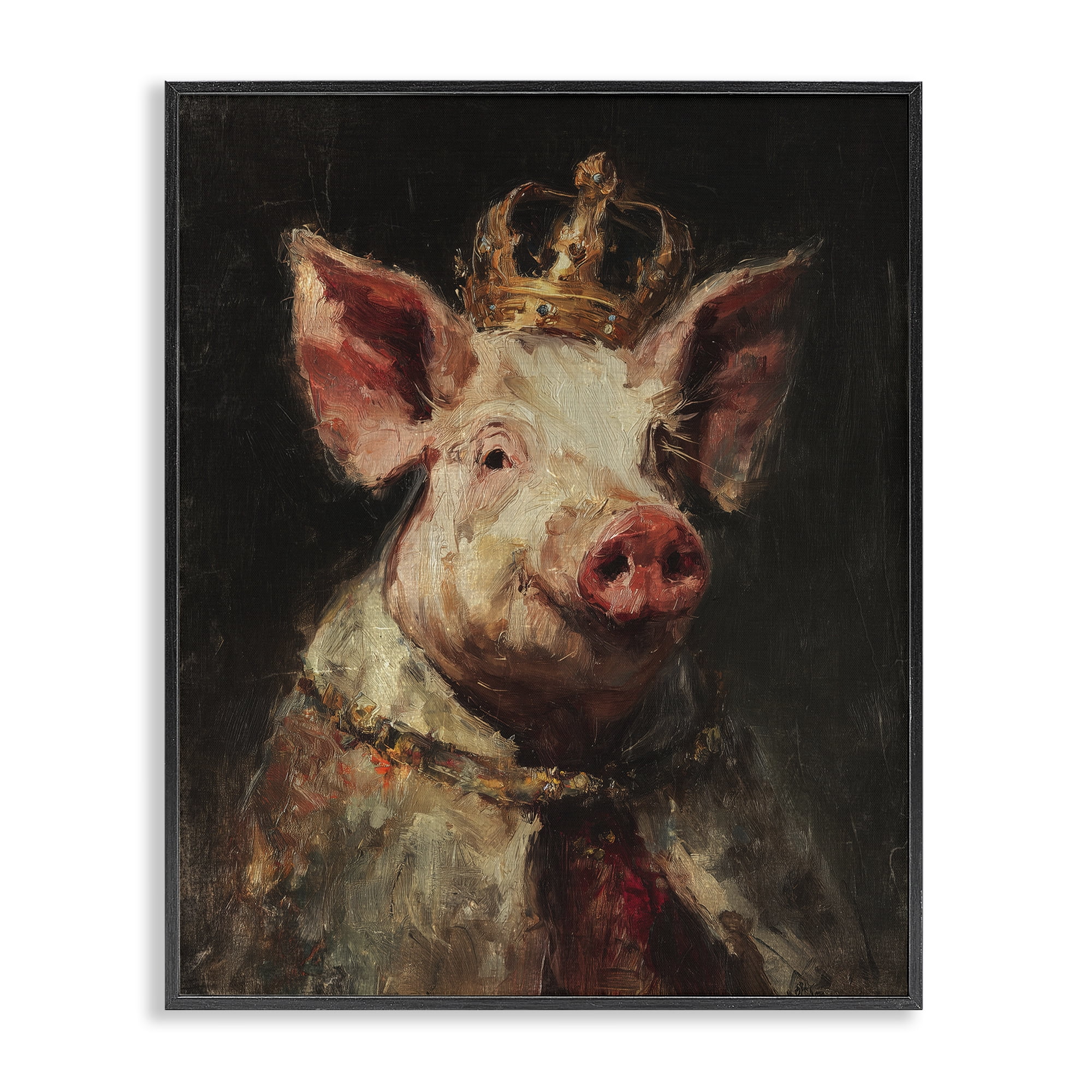 Stupell Industries Royal Swine Portrait Black Framed Giclee Art, design ...