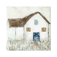 Stupell Industries White Barn Distressed Landscape Cotton Field Florals ...