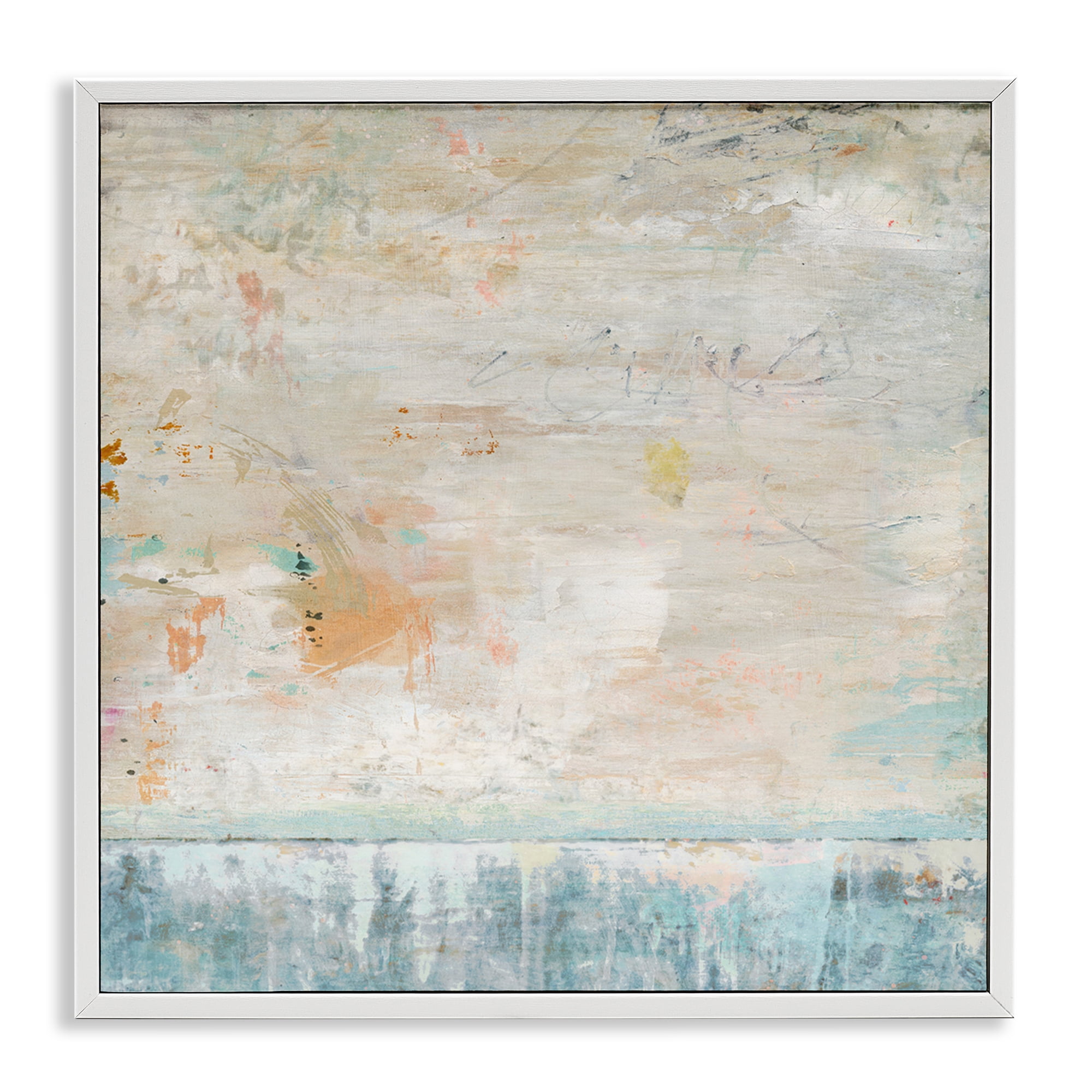 Stupell Industries Rustic Abstract Painting White Framed Art Print Wall ...