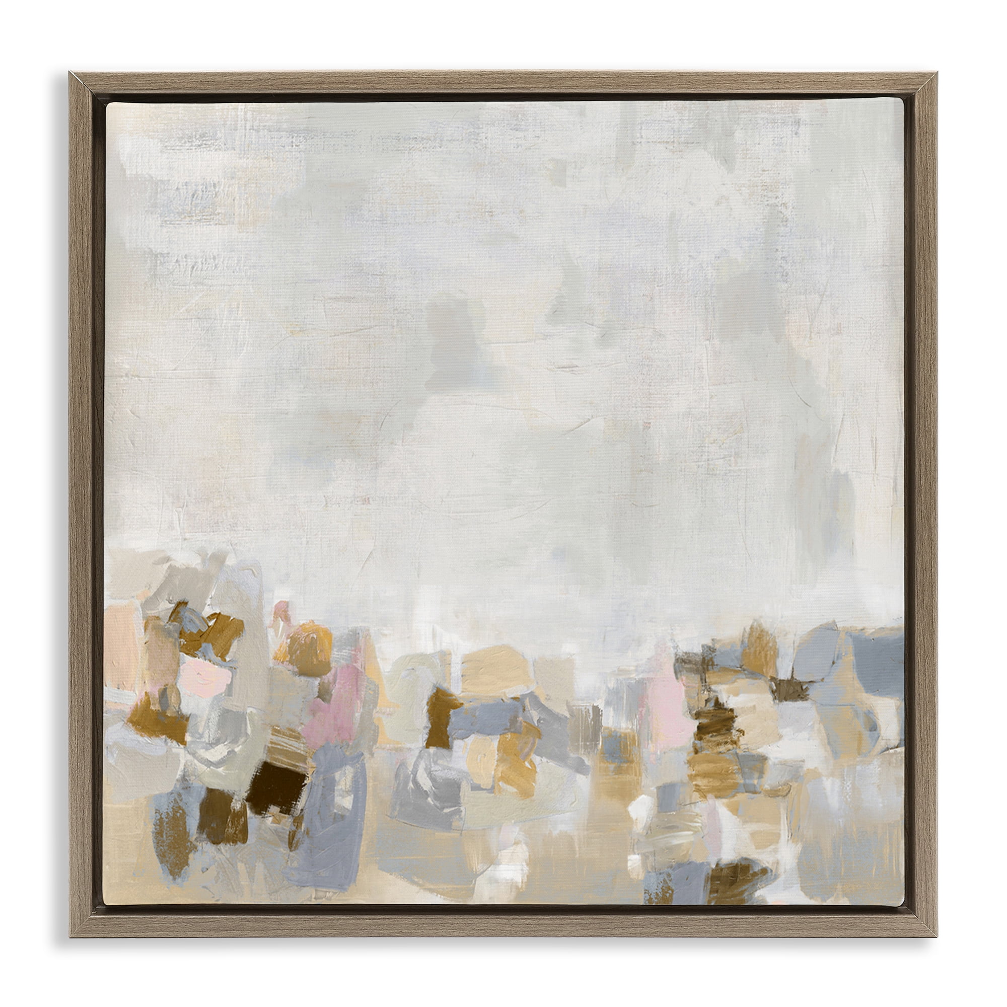 Stupell Industries Rustic Beige & Grey Abstract Painting Brown Floater ...