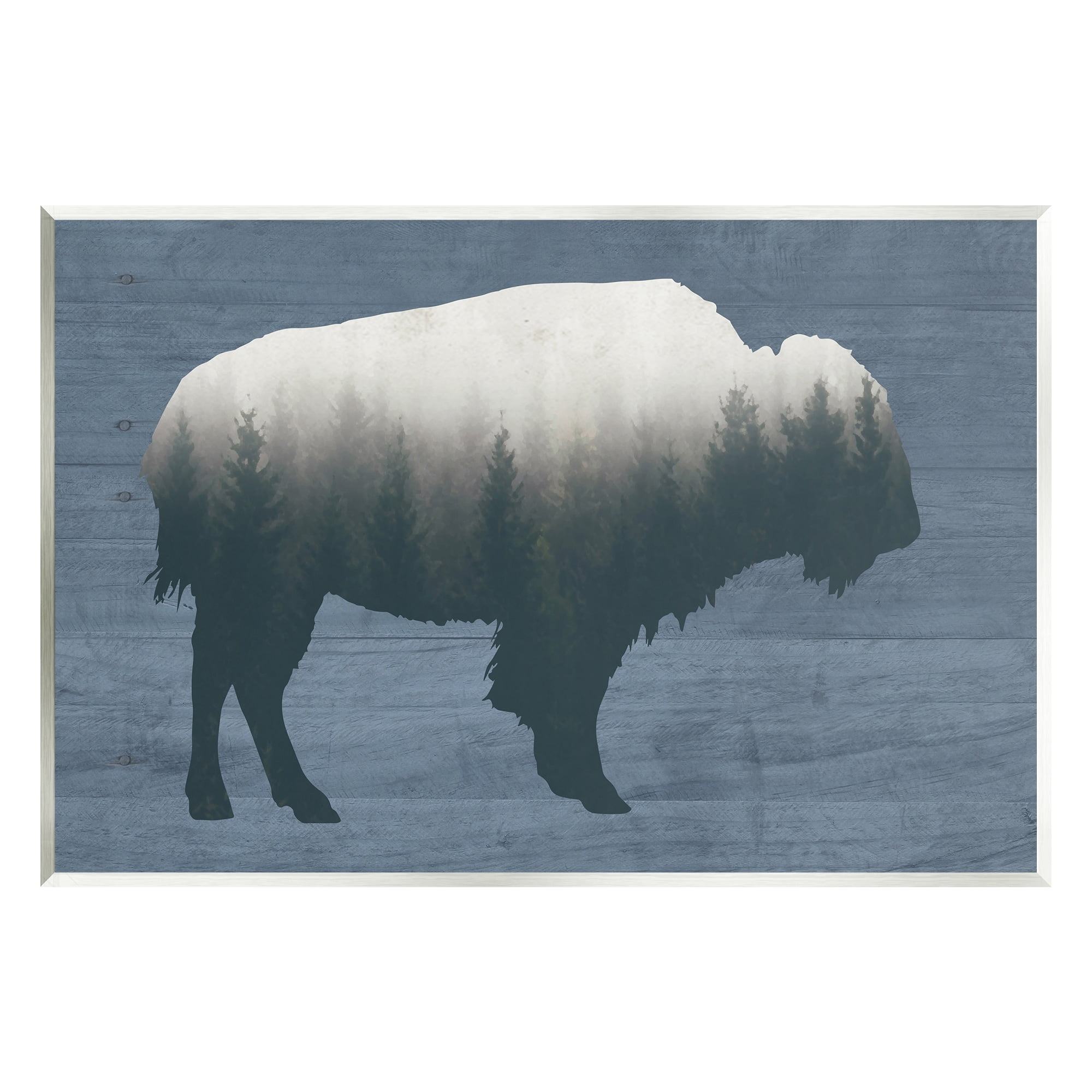 Stupell Industries Rustic Bison Shape Silhouette Forest Trees Pattern ...