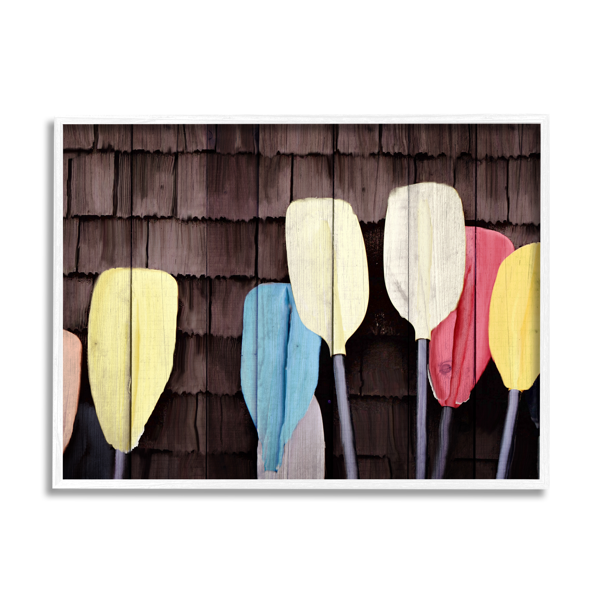 Free Shipping Stupell Rustic Boat Oars Painting White Framed Art Print