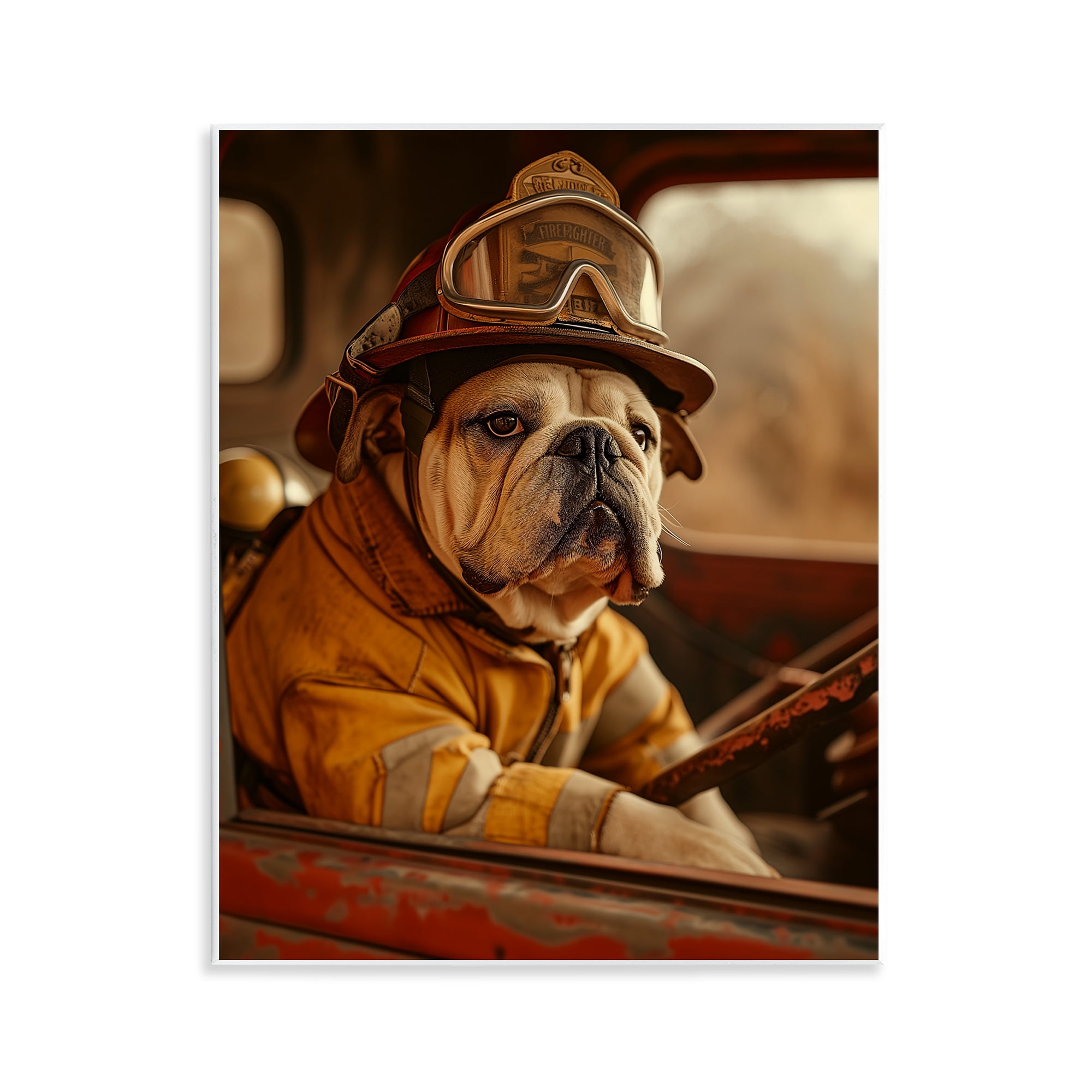 Stupell Industries Rustic Bulldog Fireman Painting - Wall Art - Walmart.com