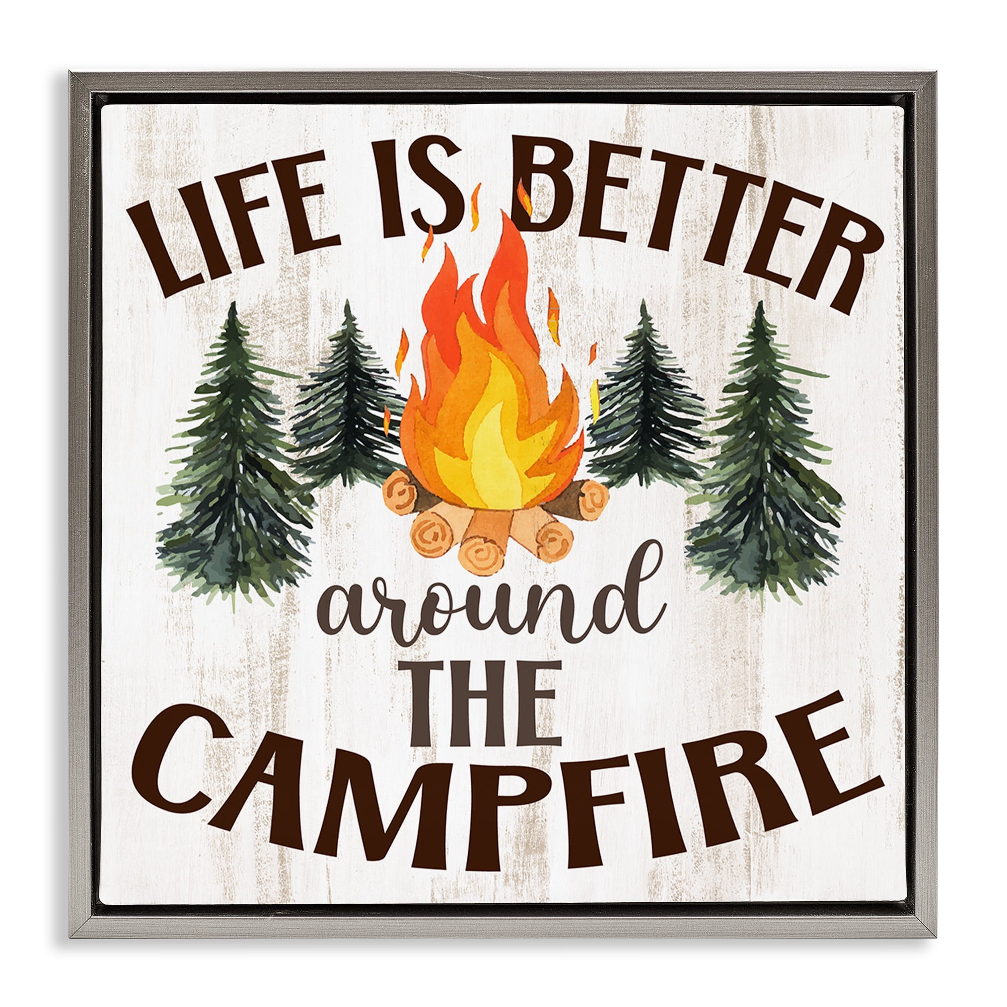 Stupell Industries Rustic Campfire Phrase Landscape Painting Gray ...