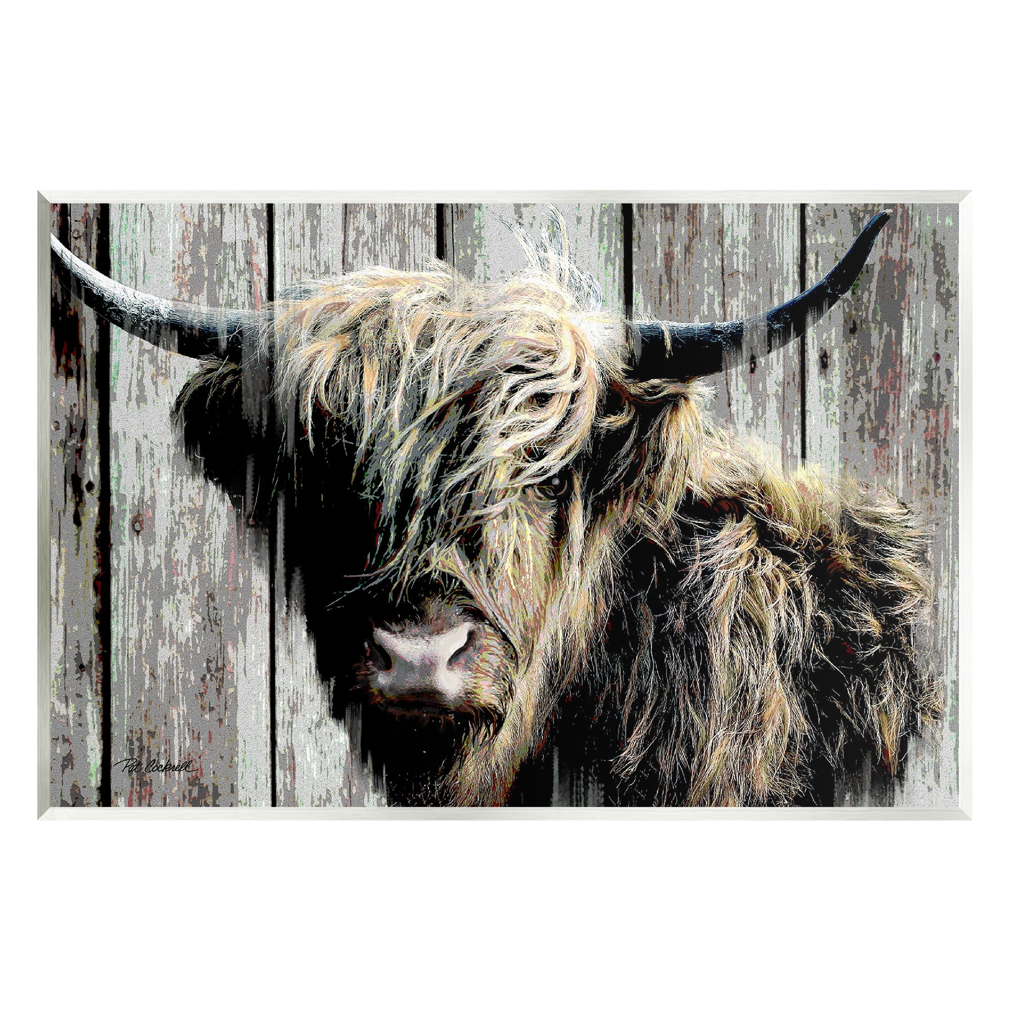 Stupell Industries Rustic Cattle Portrait Animals & Insects Painting ...