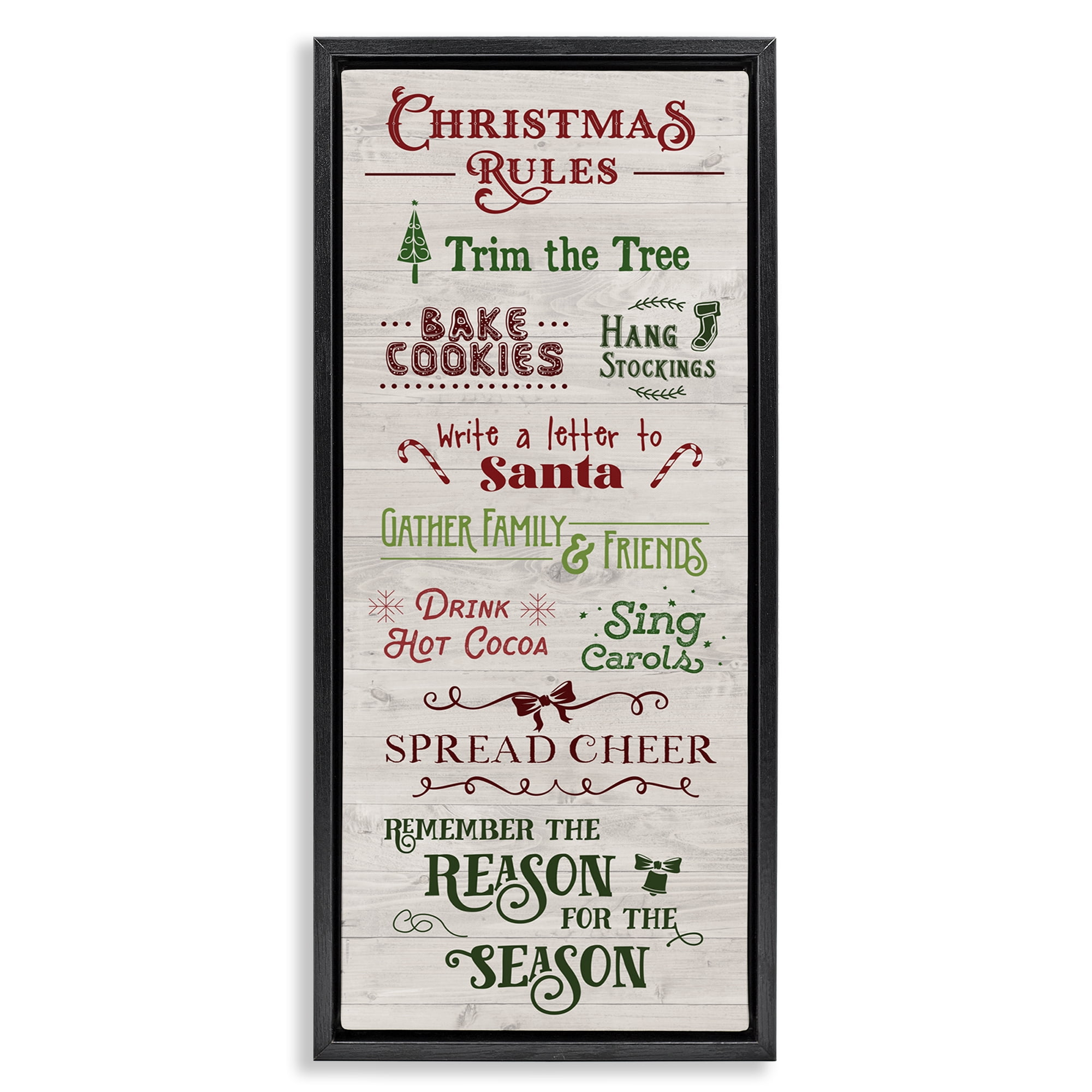 Stupell Industries Rustic Christmas Rules Holiday Painting Black ...