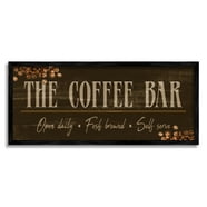 Stupell Industries Coffee Bar Cafe Sign Rustic Pattern Kitchen Graphic ...