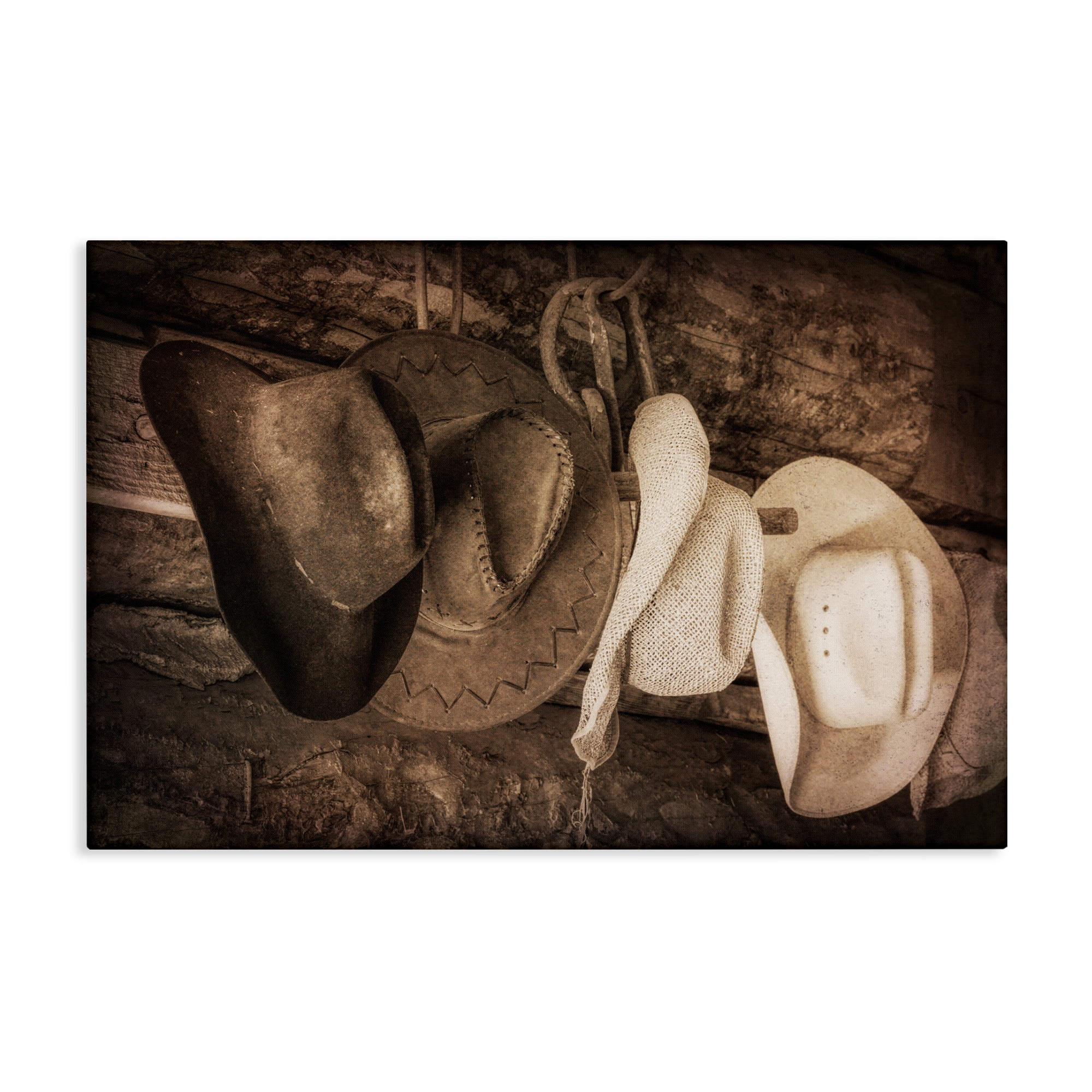 Stupell Industries Rustic Cowboy Hats Entertainment Painting Wrapped ...
