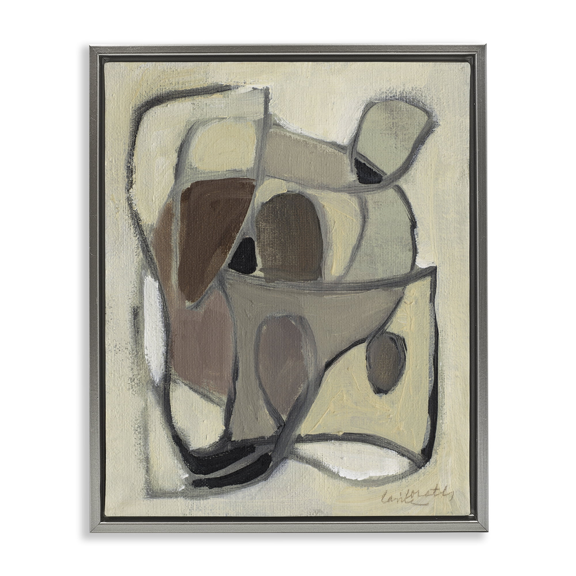 Stupell Industries Rustic Curved Shapes Abstract Gray Framed Floater ...