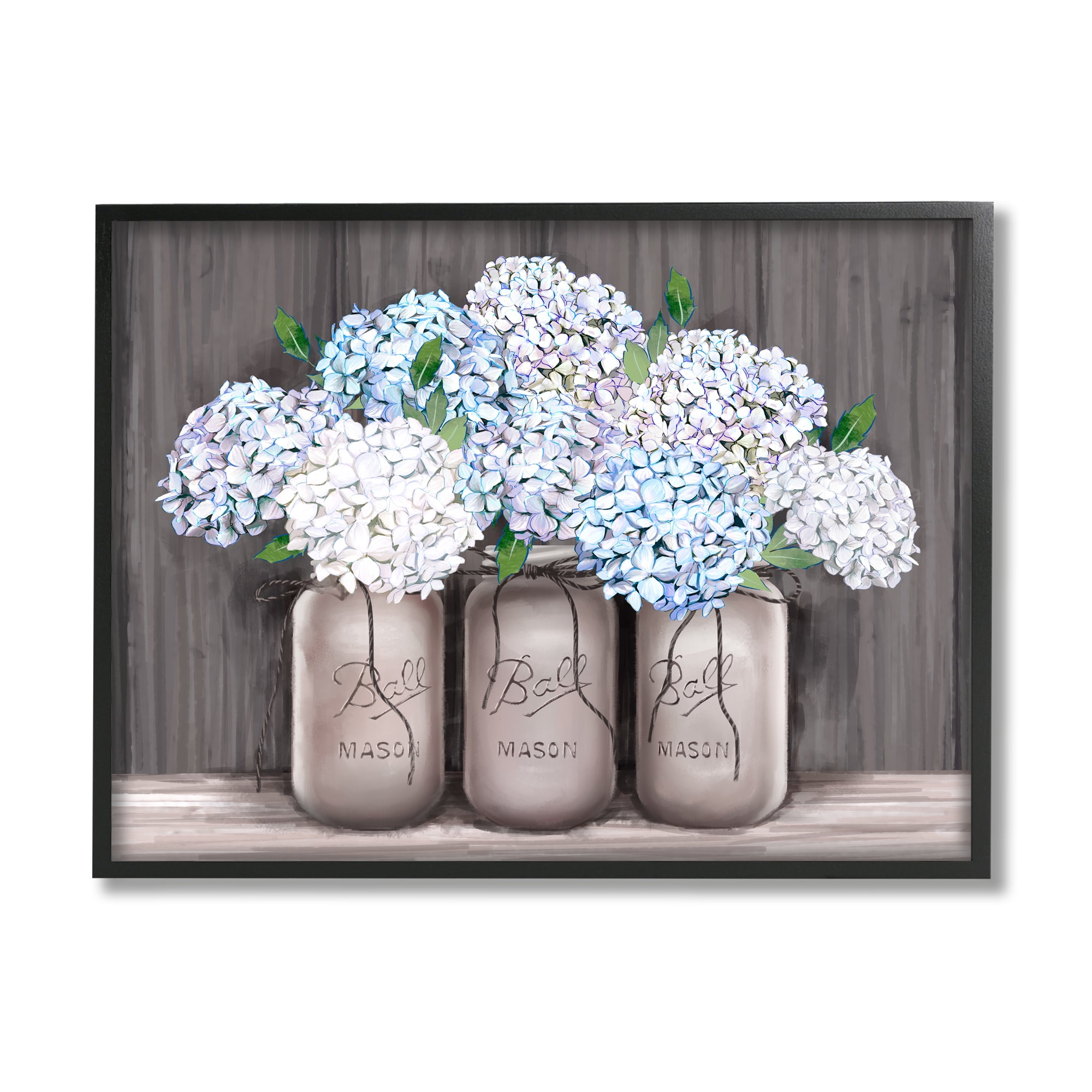 Stupell Industries Rustic Farmhouse Hydrangea Blossoms Mason Jar ...