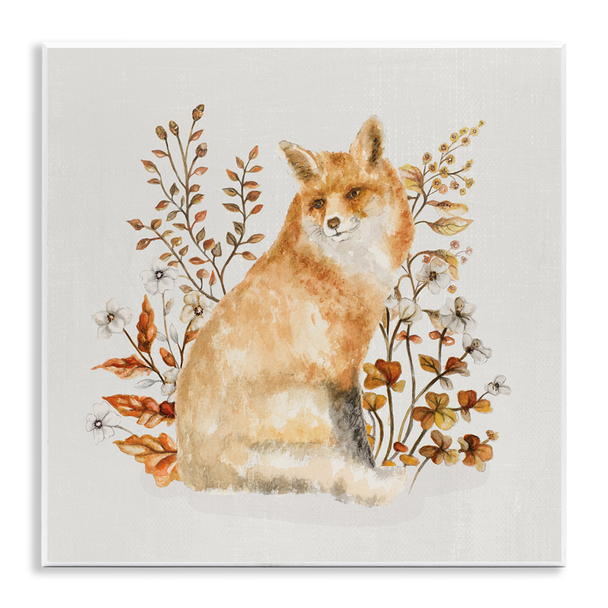 Stupell Industries Rustic Fox & Botanicals Animals & Insects Painting ...