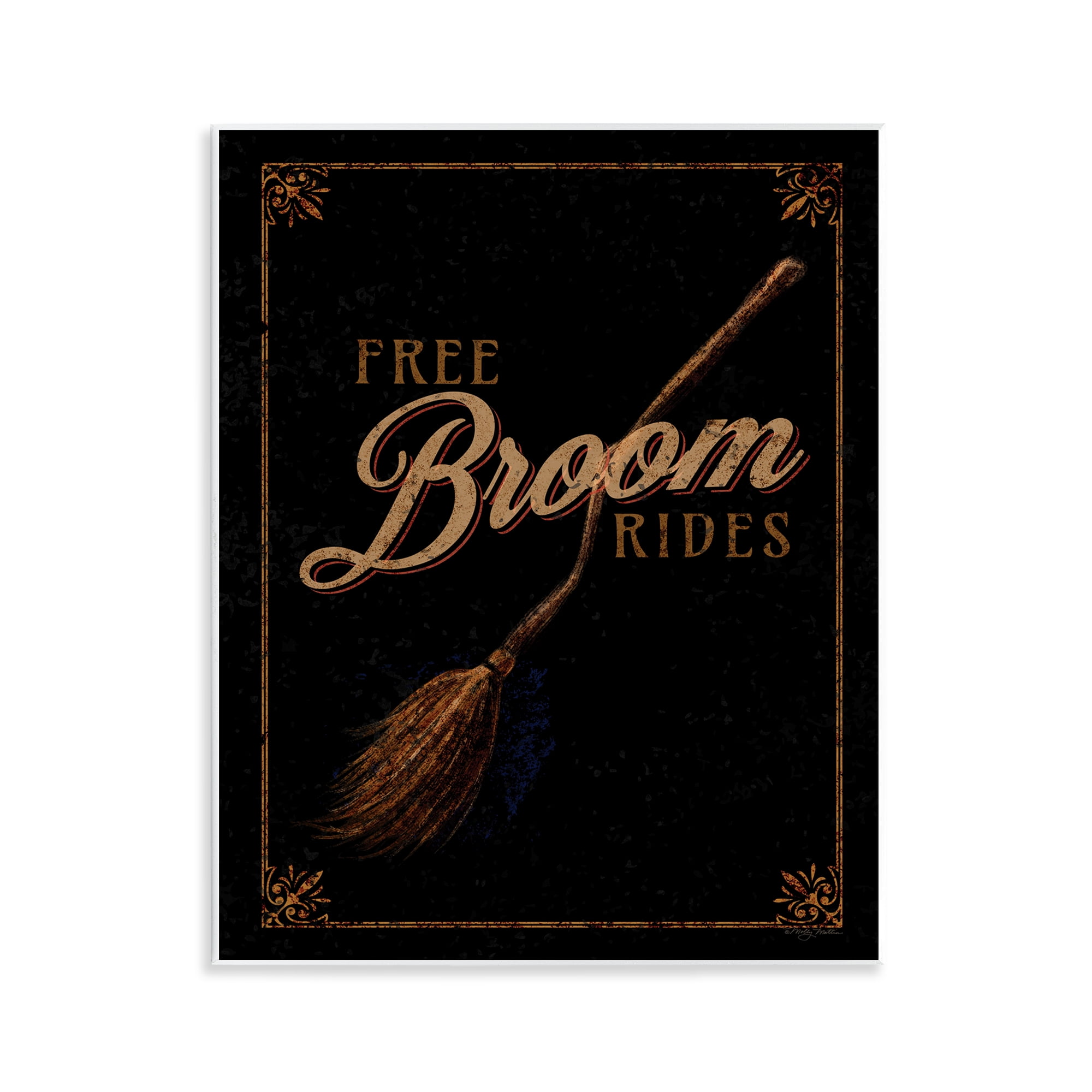 Stupell Industries Rustic Free Broom Rides Holiday Painting Unframed ...