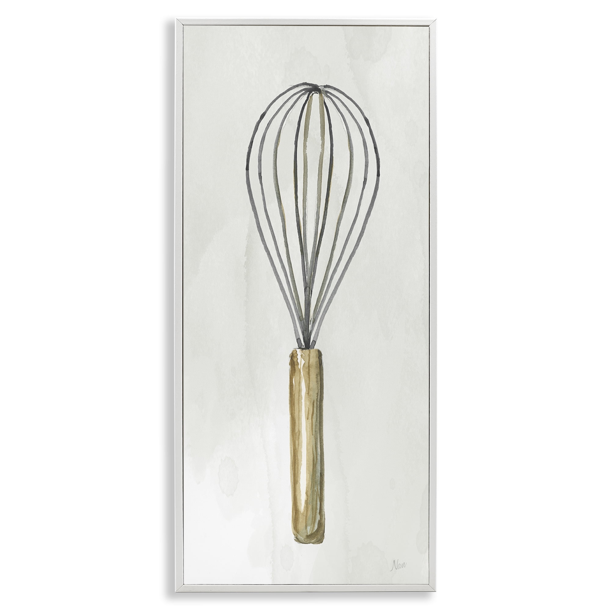 Stupell Industries Rustic Kitchen Whisk Food & Beverage Painting White ...